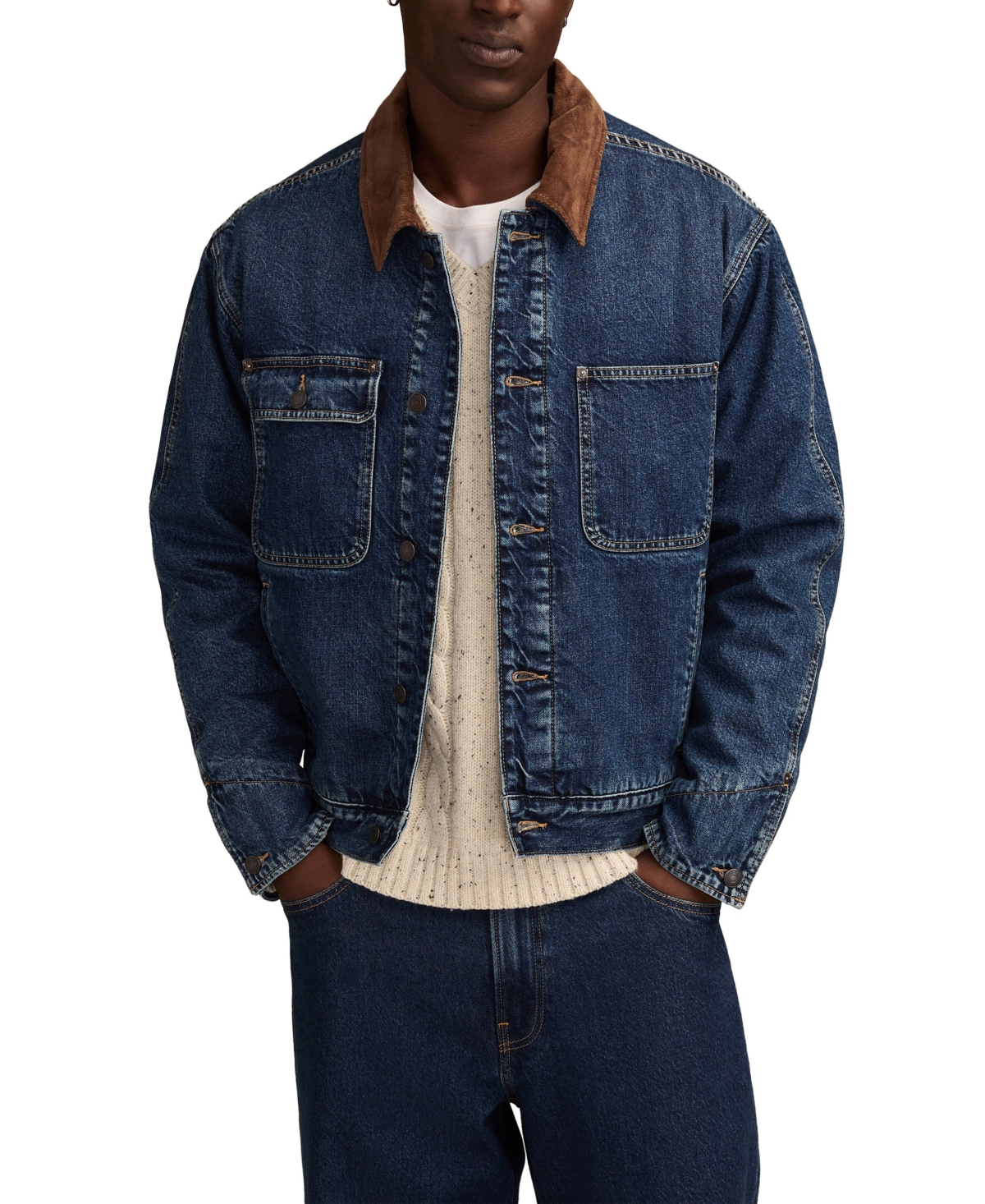 Click here for Lucky Brand Mens Button-Front Denim Jacket - High... prices