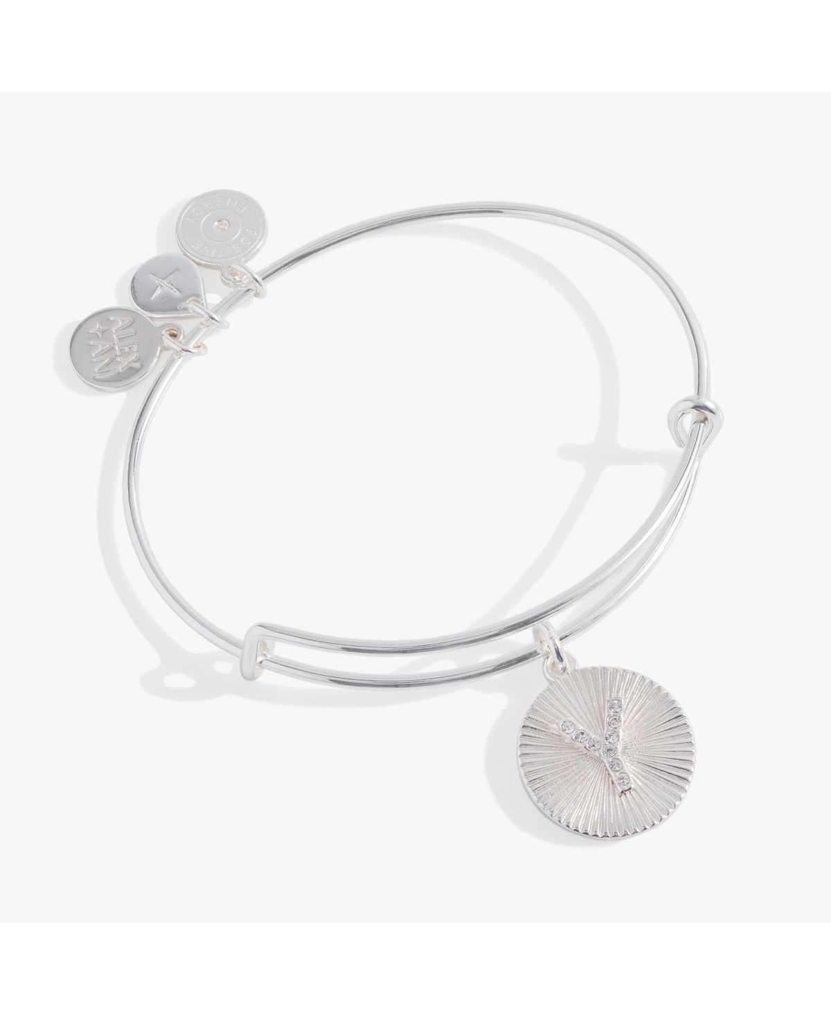 Click here for Pave Starburst Texture Initial Bangle Bracelet M -... prices