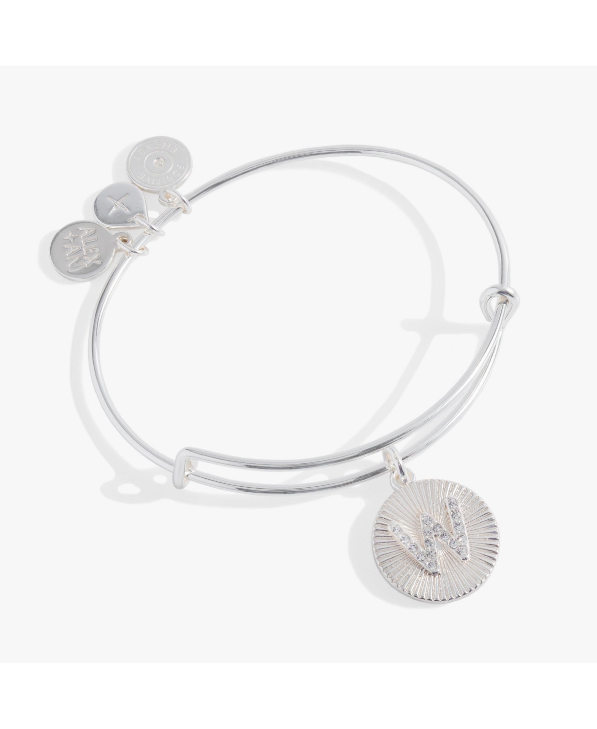 Click here for Pave Starburst Texture Initial Bangle Bracelet M -... prices