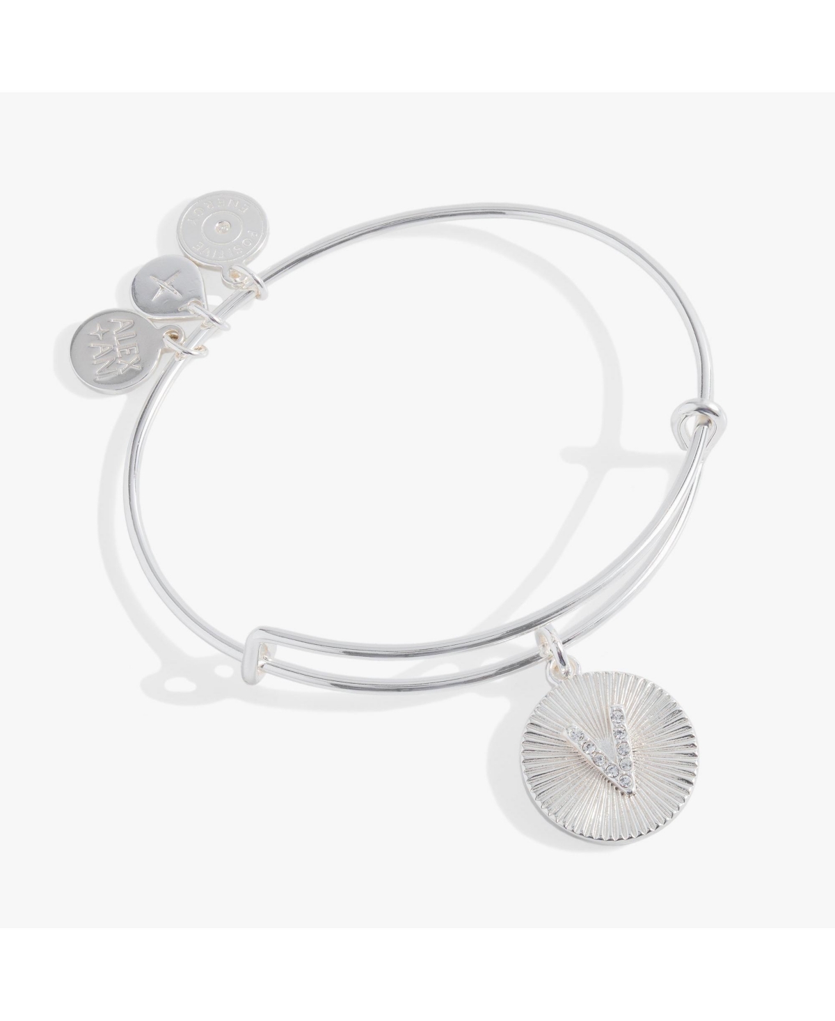 Click here for Pave Starburst Texture Initial Bangle Bracelet M -... prices