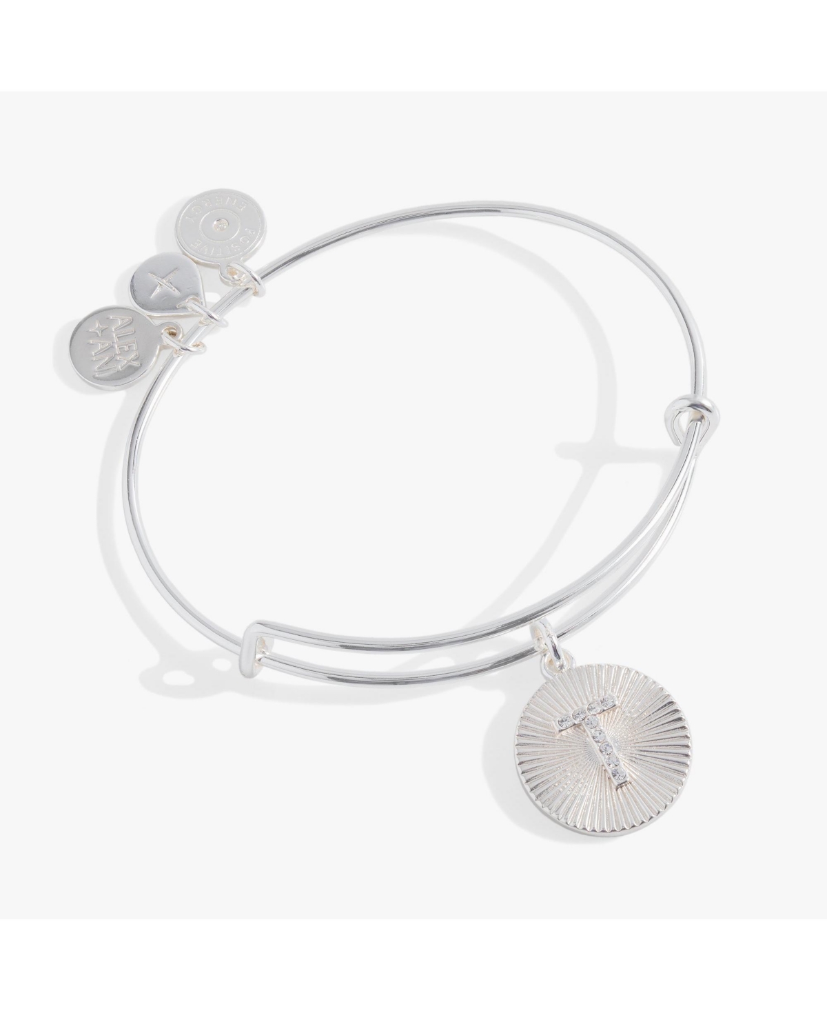 Click here for Pave Starburst Texture Initial Bangle Bracelet M -... prices