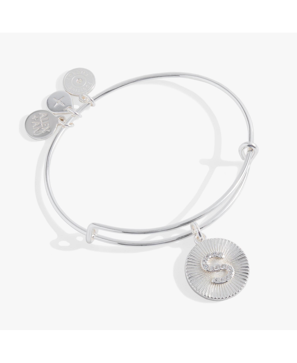 Click here for Pave Starburst Texture Initial Bangle Bracelet M -... prices