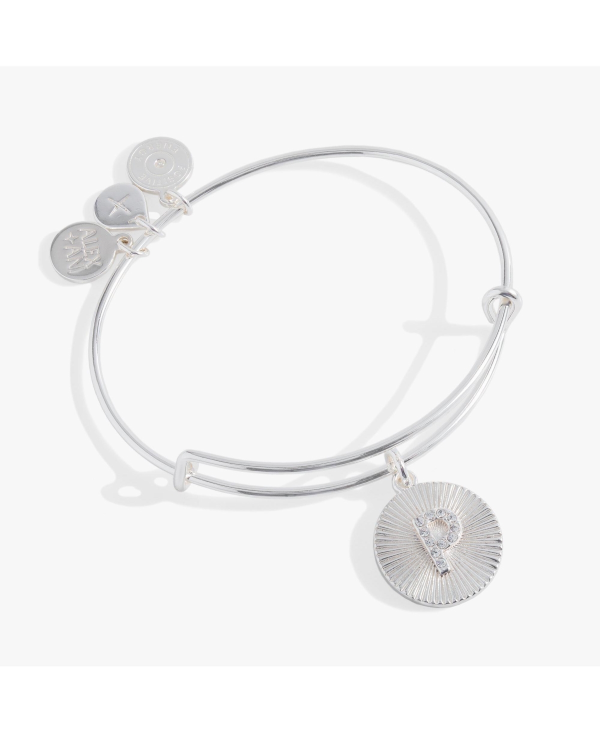 Click here for Pave Starburst Texture Initial Bangle Bracelet M -... prices