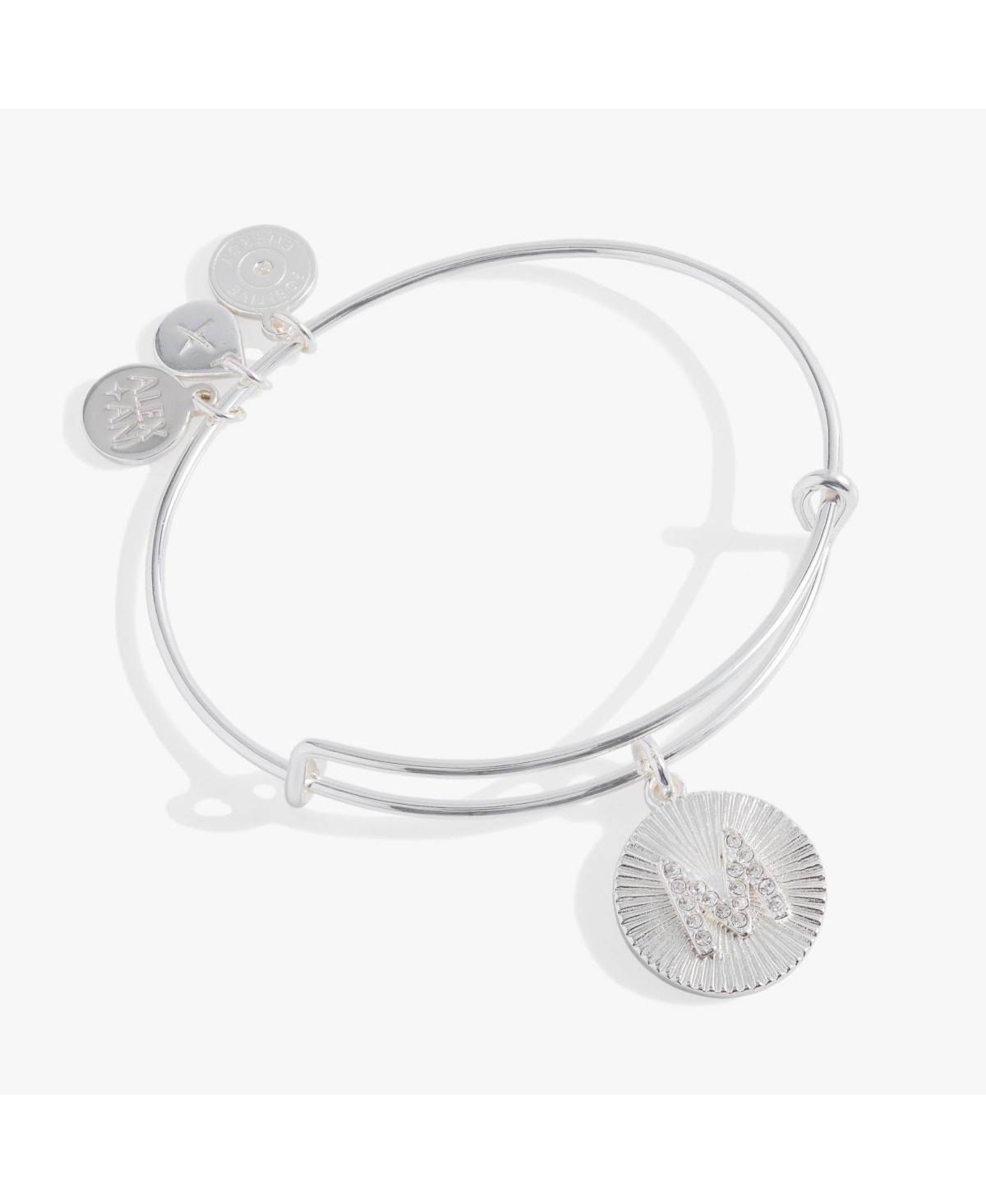 Click here for Pave Starburst Texture Initial Bangle Bracelet M -... prices