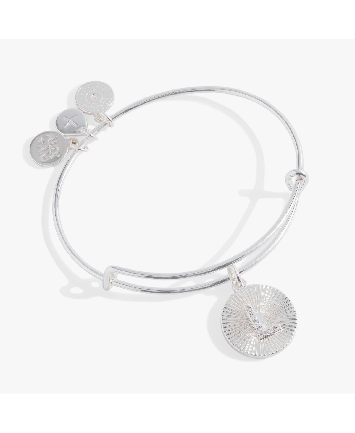 Click here for Pave Starburst Texture Initial Bangle Bracelet M -... prices