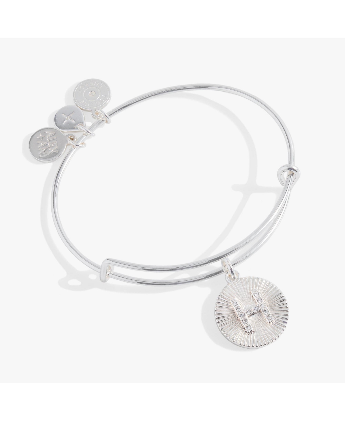 Click here for Pave Starburst Texture Initial Bangle Bracelet M -... prices