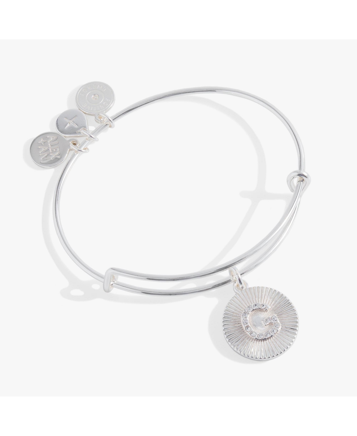 Click here for Pave Starburst Texture Initial Bangle Bracelet M -... prices