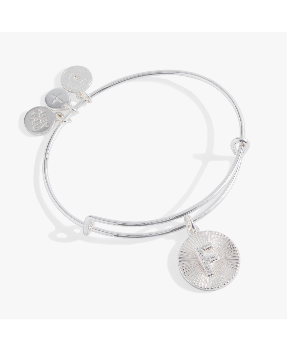 Click here for Pave Starburst Texture Initial Bangle Bracelet M -... prices