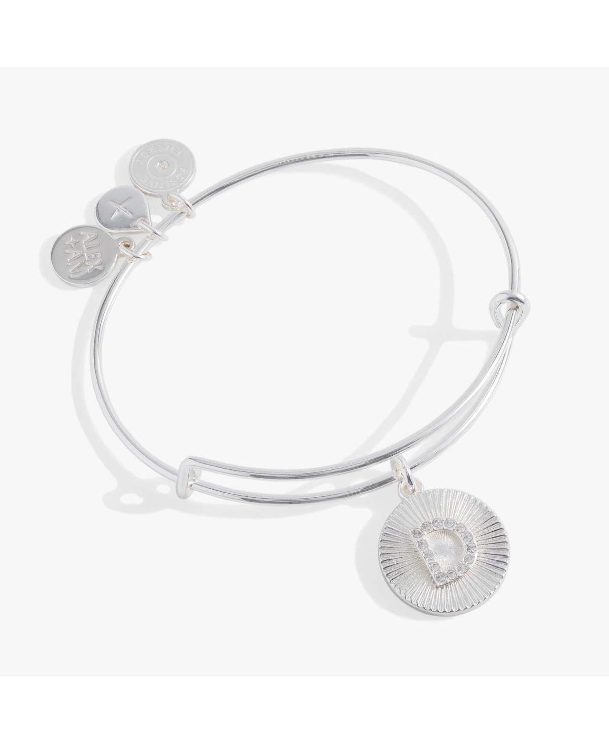 Click here for Pave Starburst Texture Initial Bangle Bracelet M -... prices