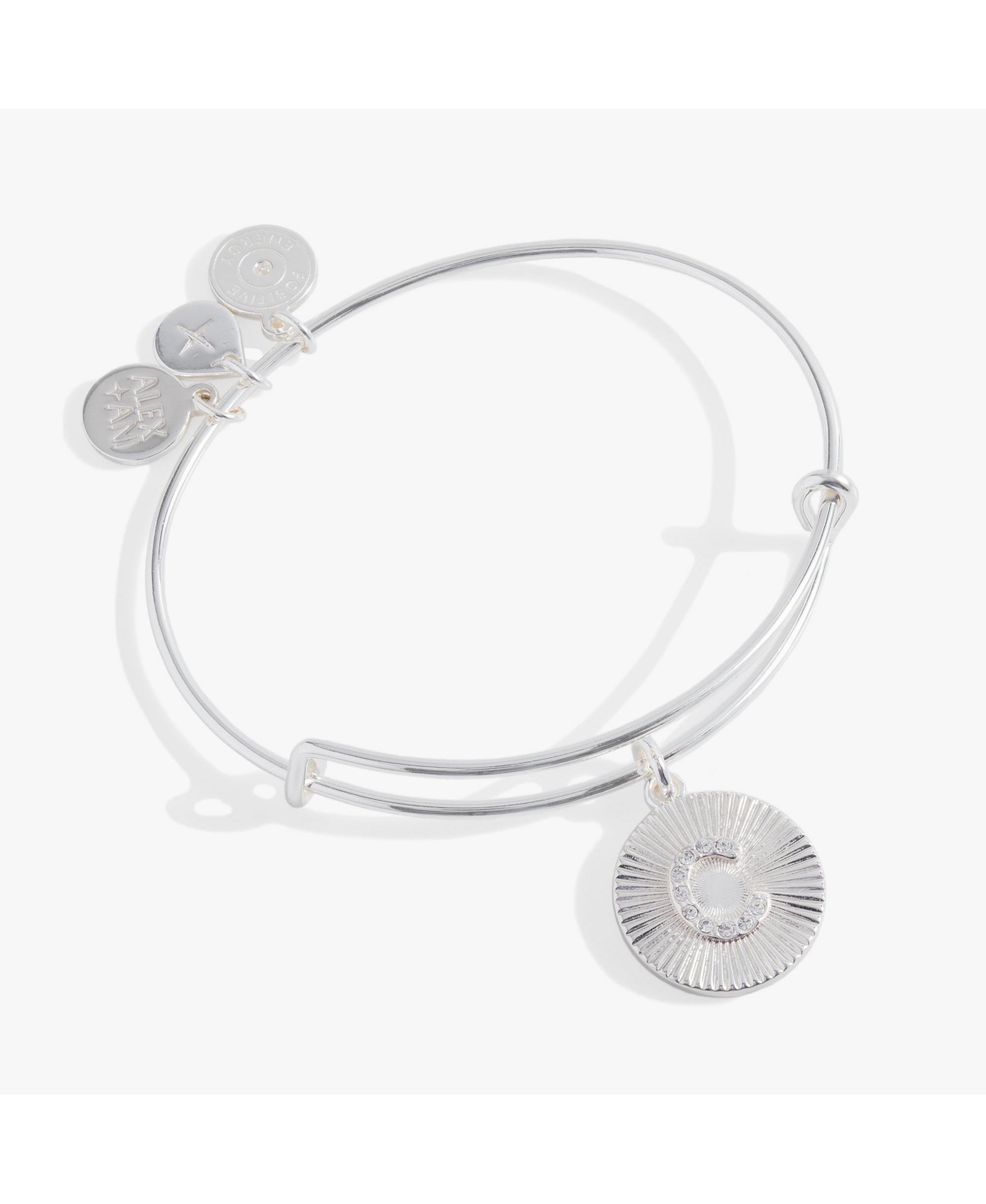 Click here for Pave Starburst Texture Initial Bangle Bracelet M -... prices