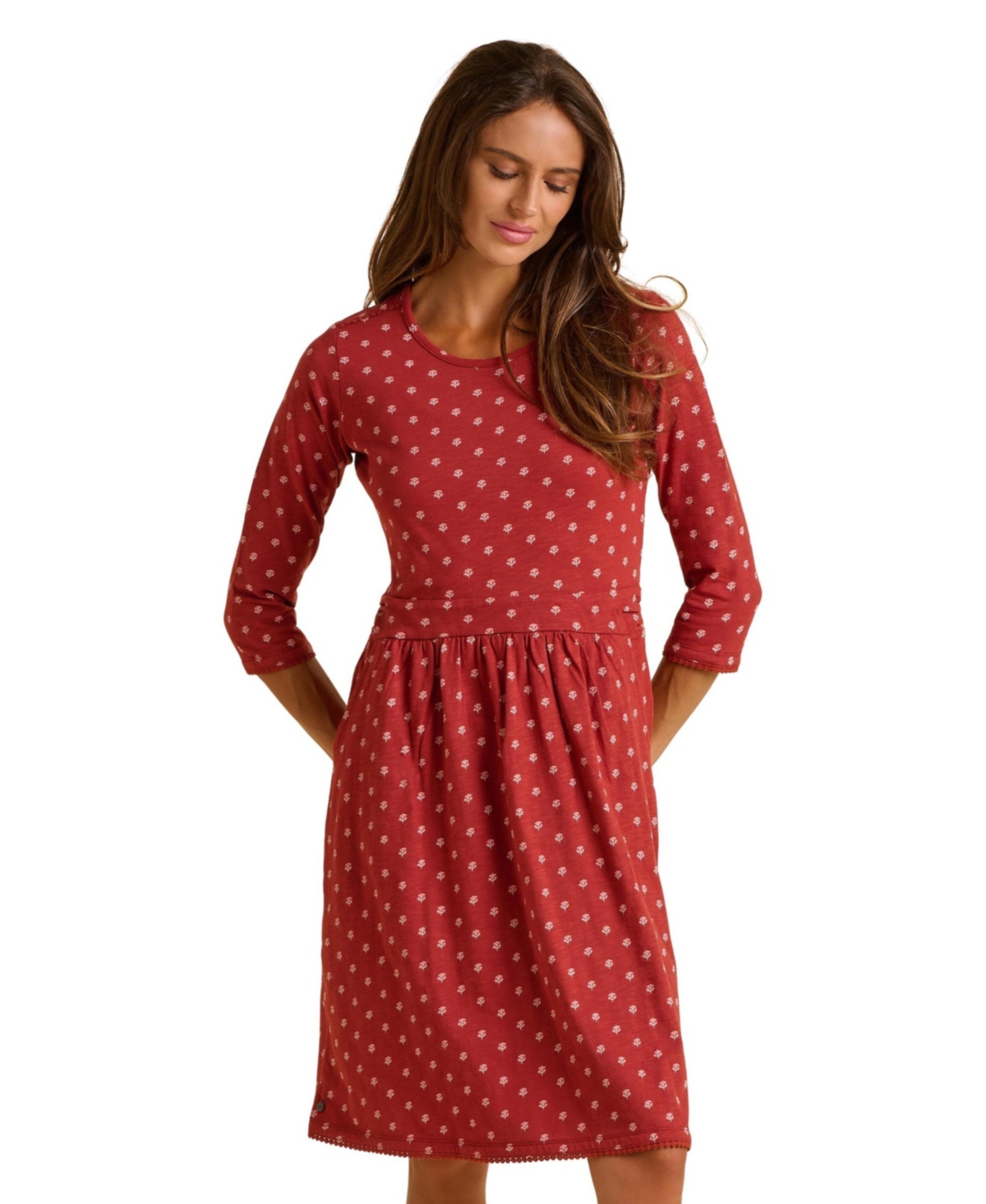 Click here for Brakeburn Womens Freya 3/4 Sleeve Embroidered Midi... prices
