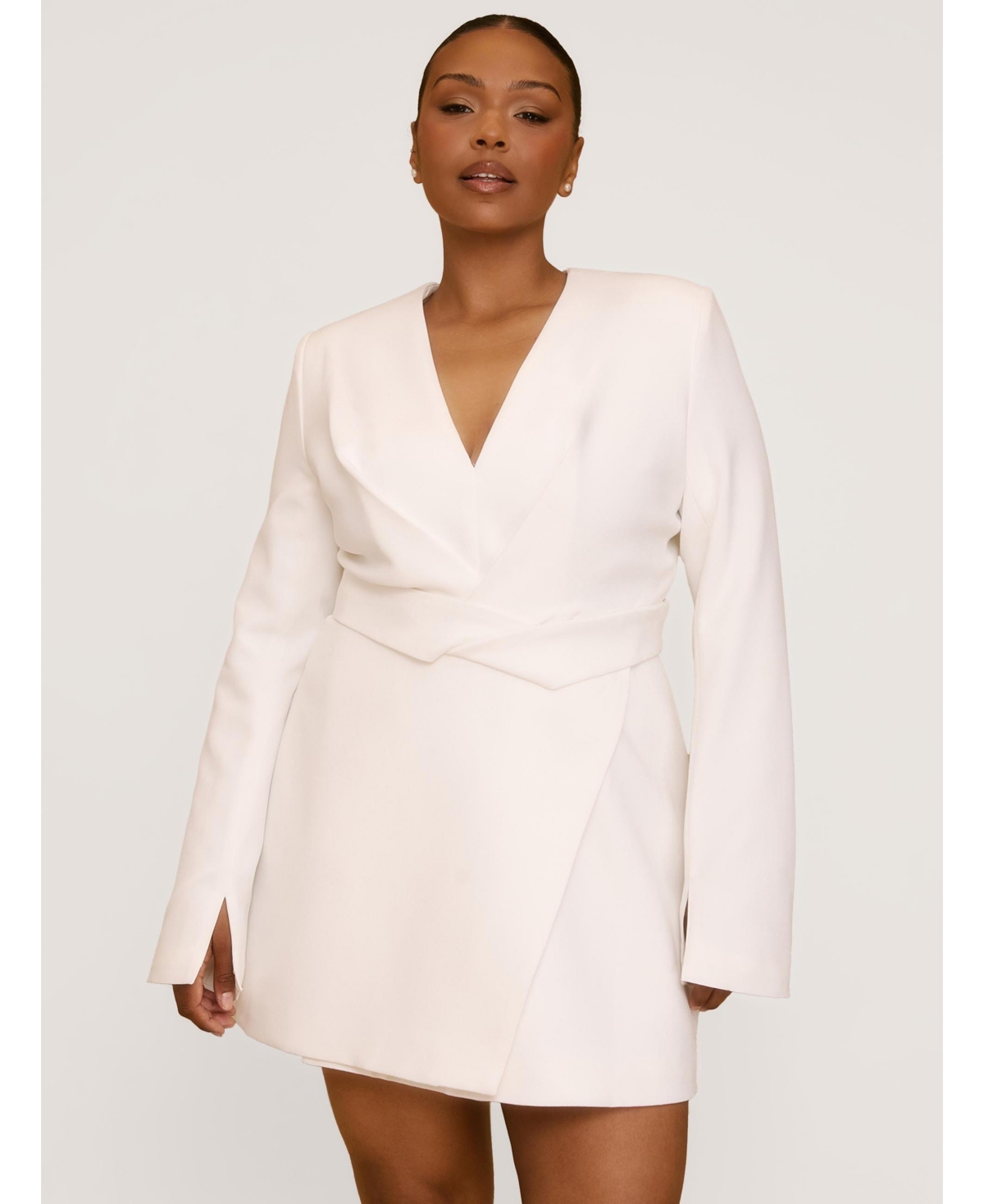 Click here for Six Stories Womens Wrap Front Blazer Dress - White prices