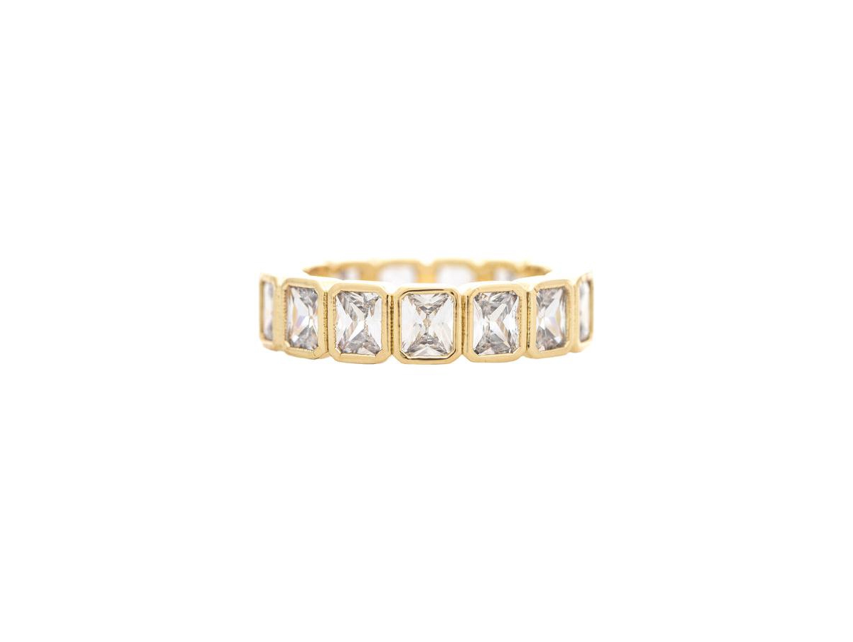 Click here for Bezel Set Cz Eternity Band - Gold with clear cz prices