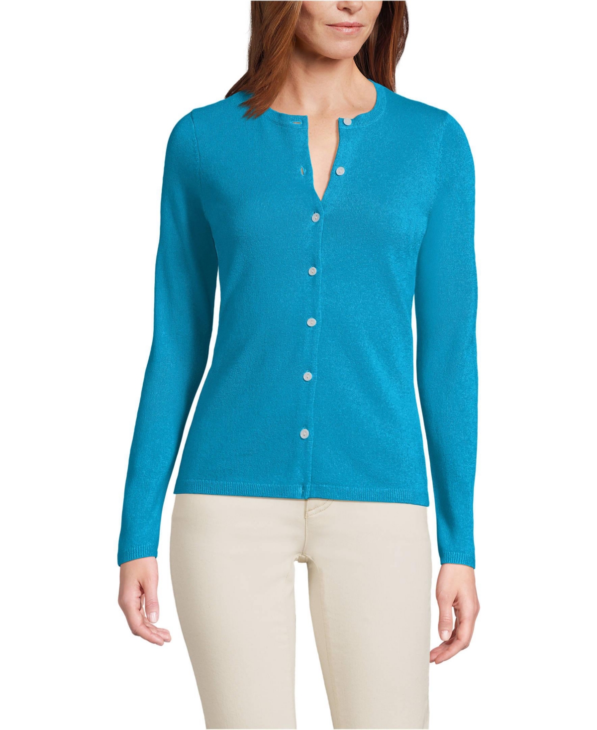 Click here for Lands End Womens Cashmere Cardigan Sweater - Cyan prices