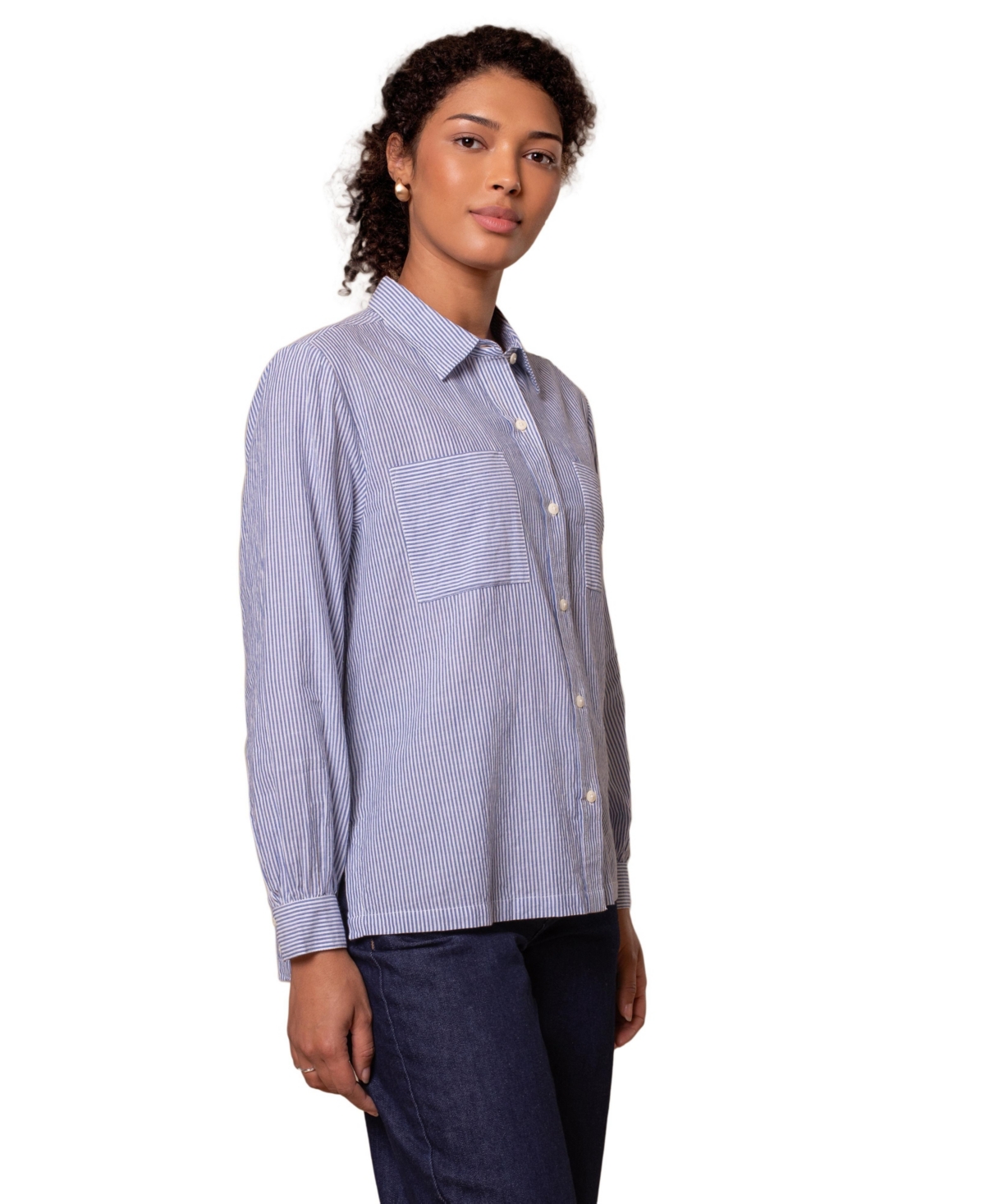 Click here for Celtic & Co. Womens Side Split Striped Shirt - Blu... prices