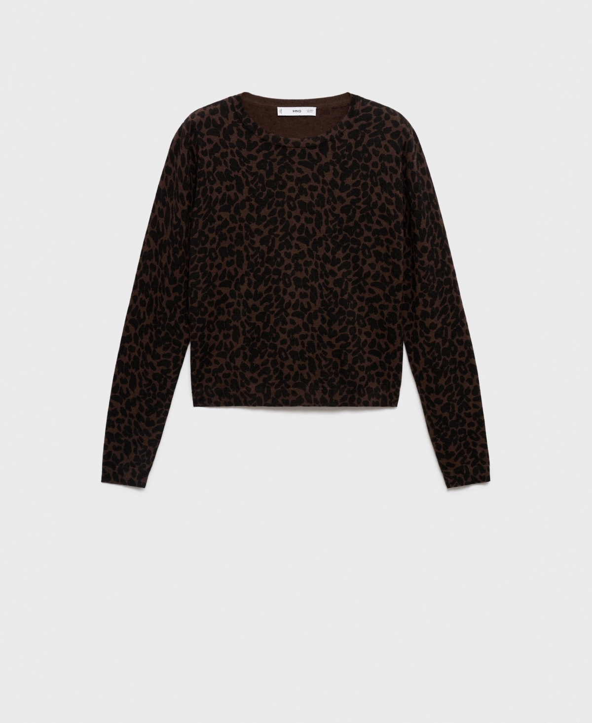 Click here for Mango Womens Ribbed Leopard-Print Sweater - Chocol... prices