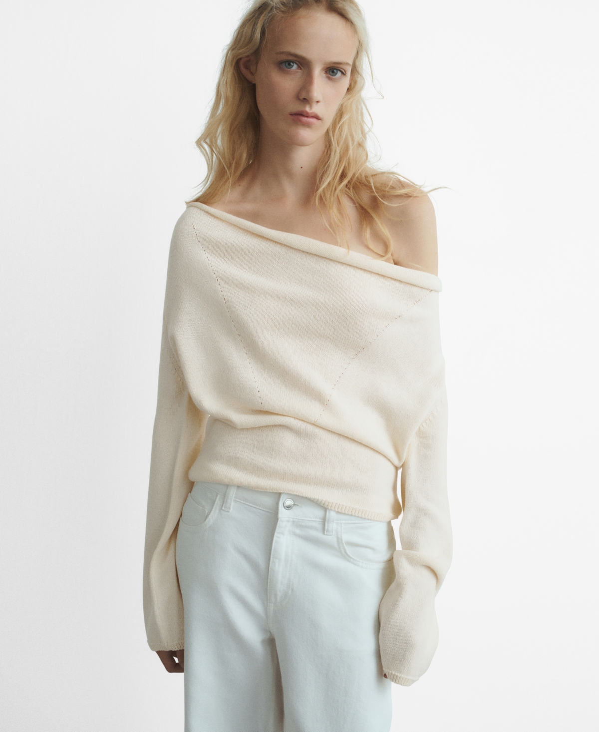 Click here for Mango Womens Cowl Neck Sweater - Ecru prices