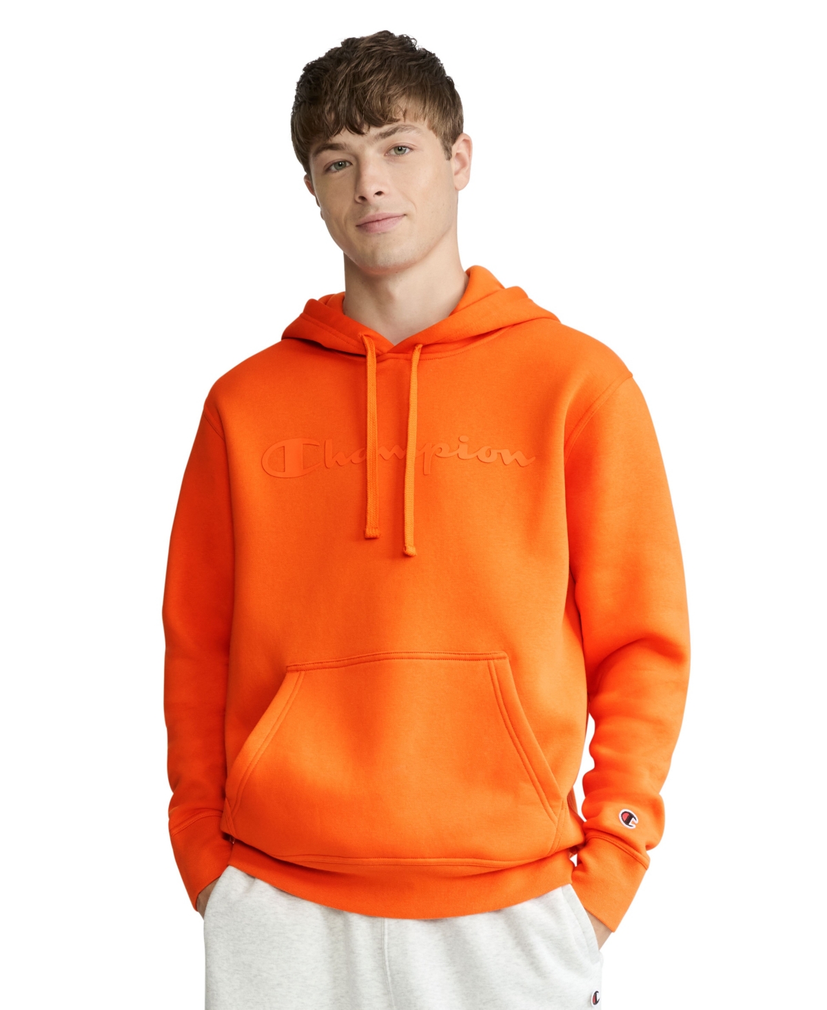 Click here for Champion Mens Logo Graphic Pullover Hoodie - Orang... prices