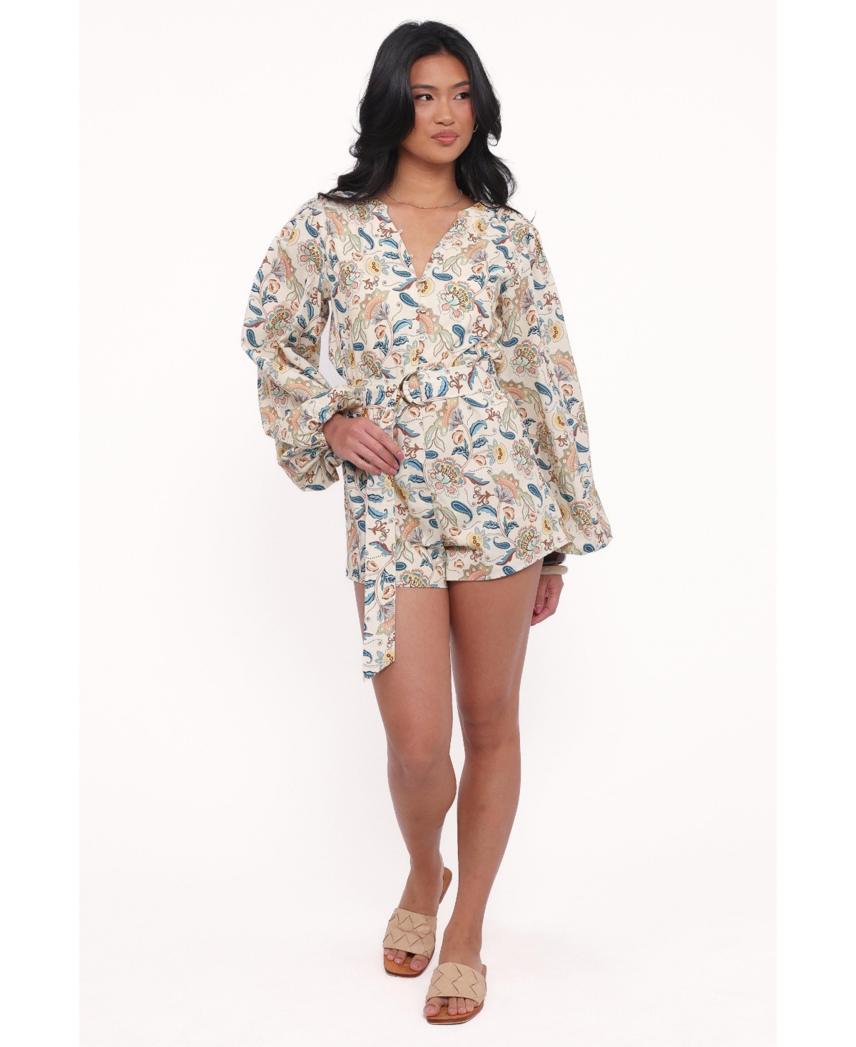 Click here for Petal and Pup Womens Soul Belted Romper - Paisley... prices