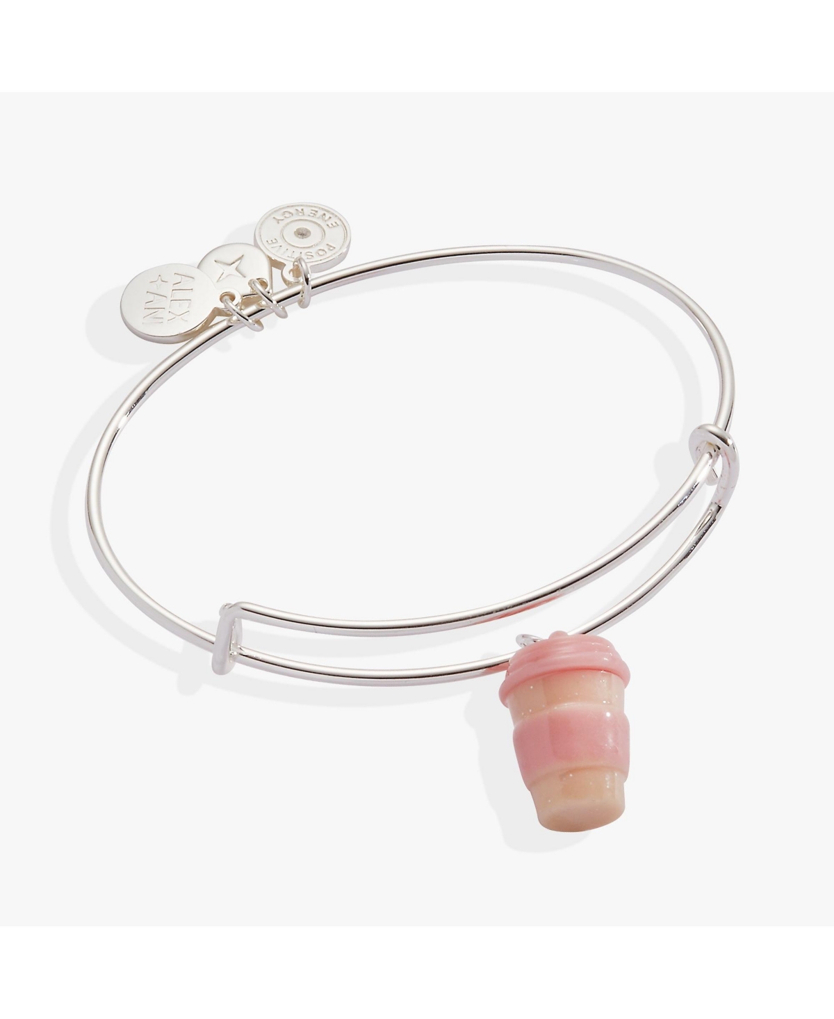 Click here for Pink Coffee To-Go Cup Resin Charm Bangle - Silver prices