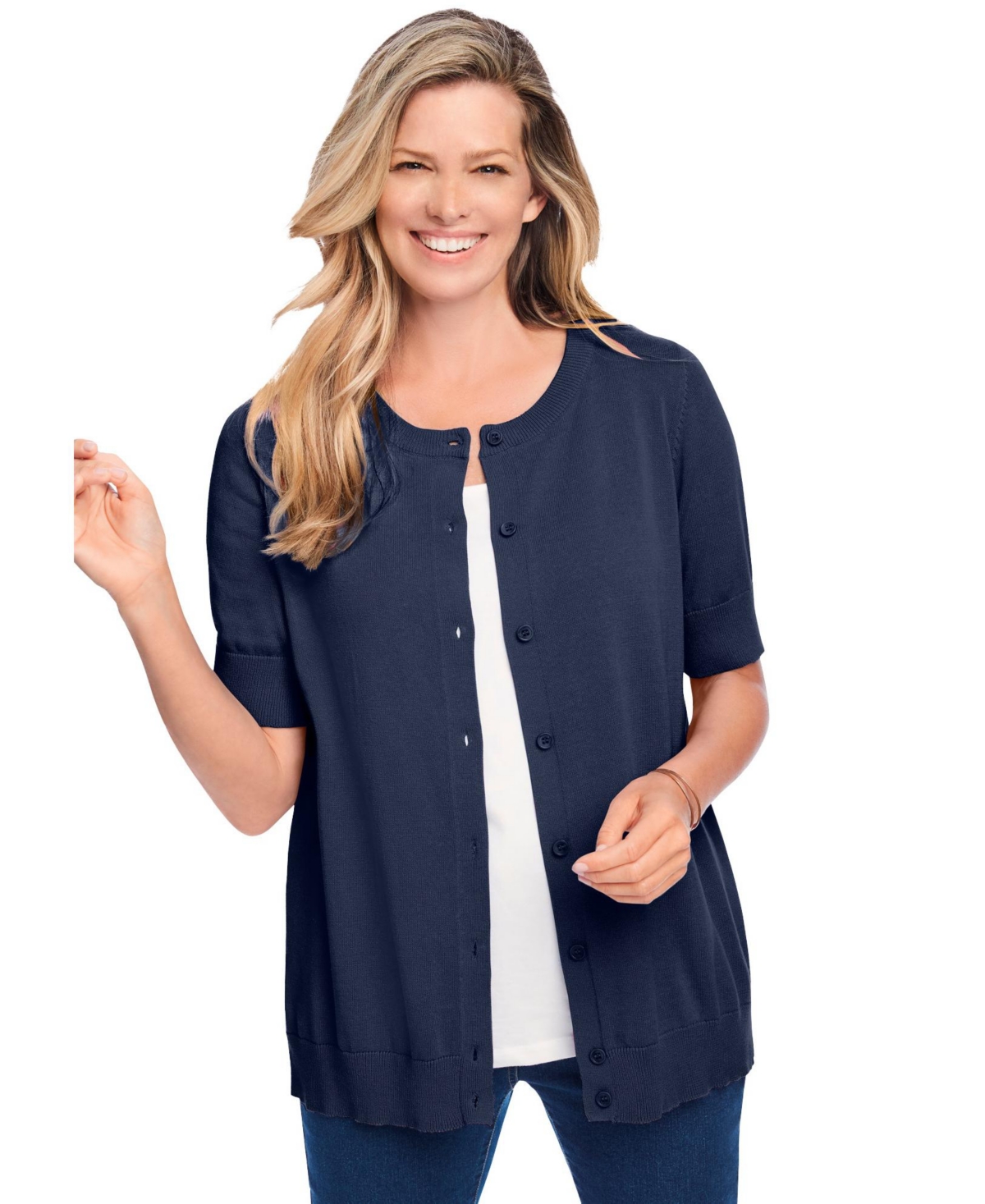 Click here for Woman Within Plus Size Within Perfect Elbow-Length... prices