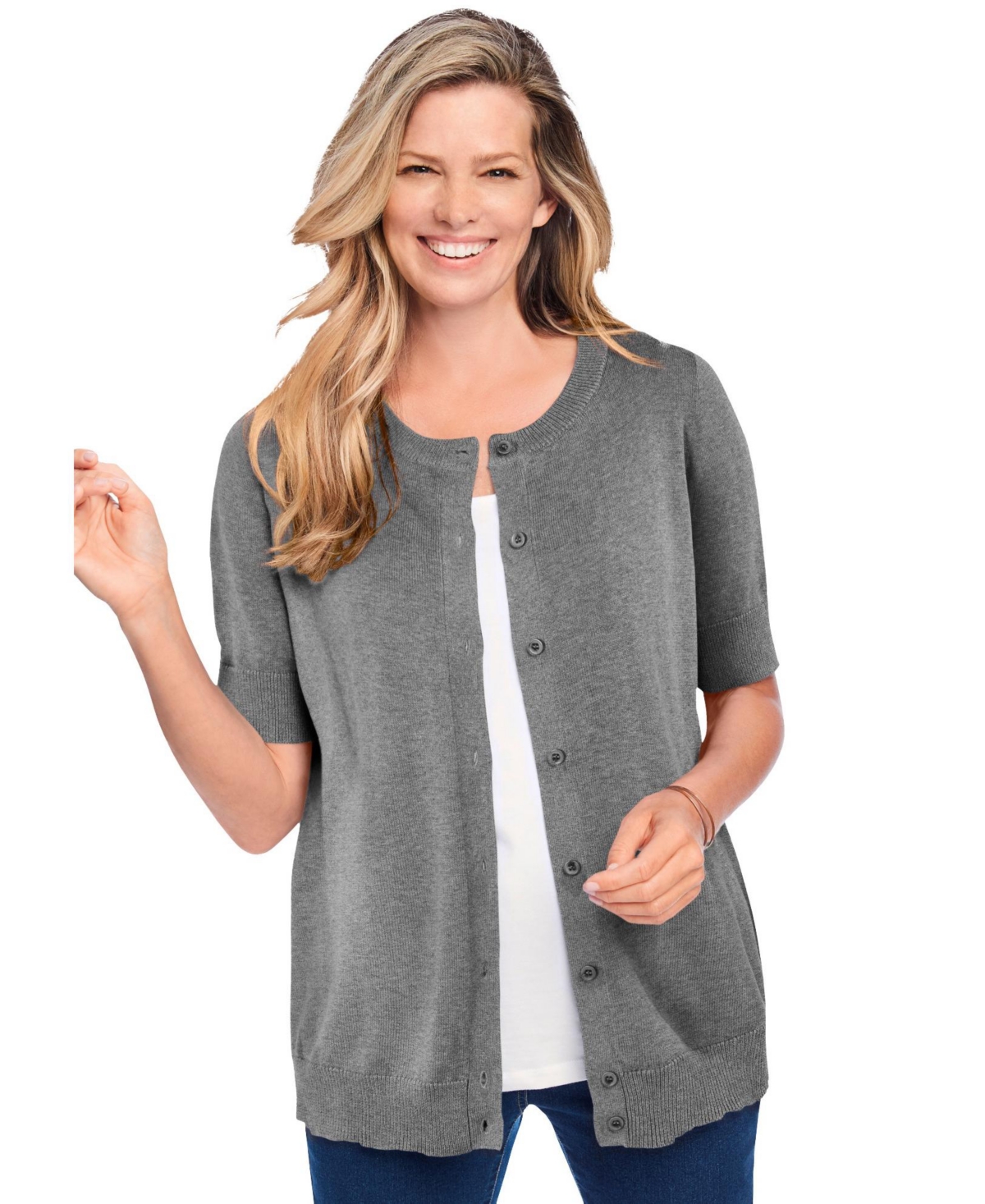 Click here for Woman Within Plus Size Within Perfect Elbow-Length... prices
