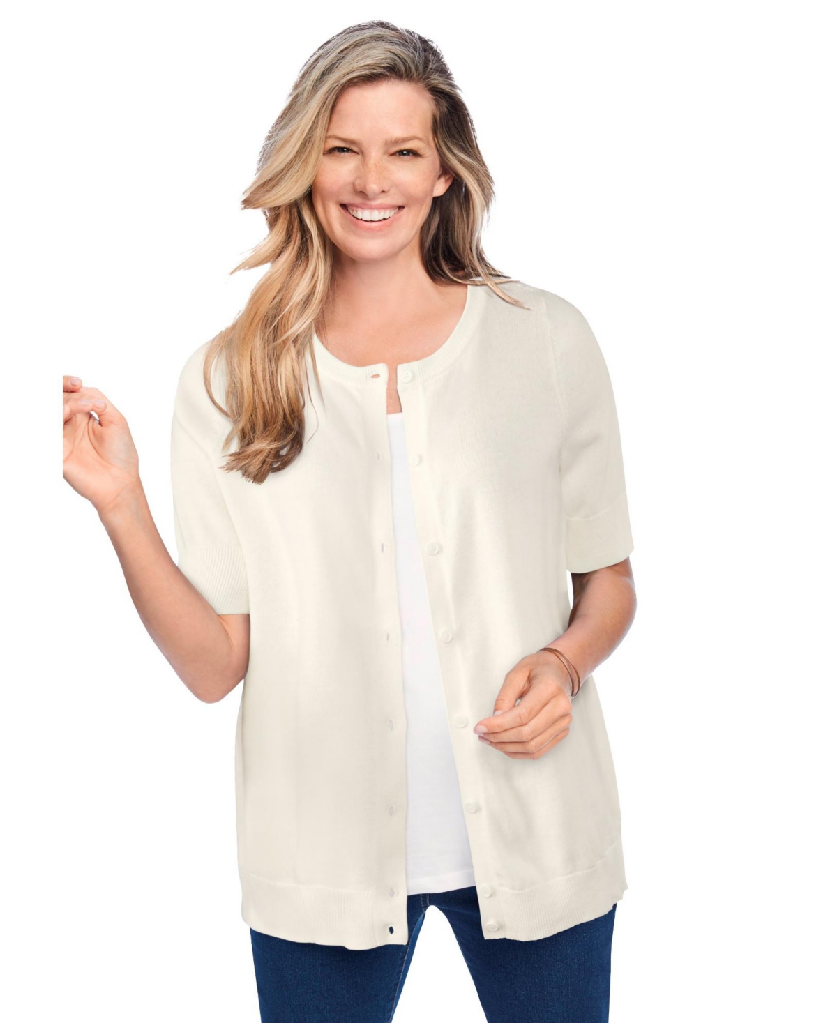 Click here for Woman Within Plus Size Within Perfect Elbow-Length... prices