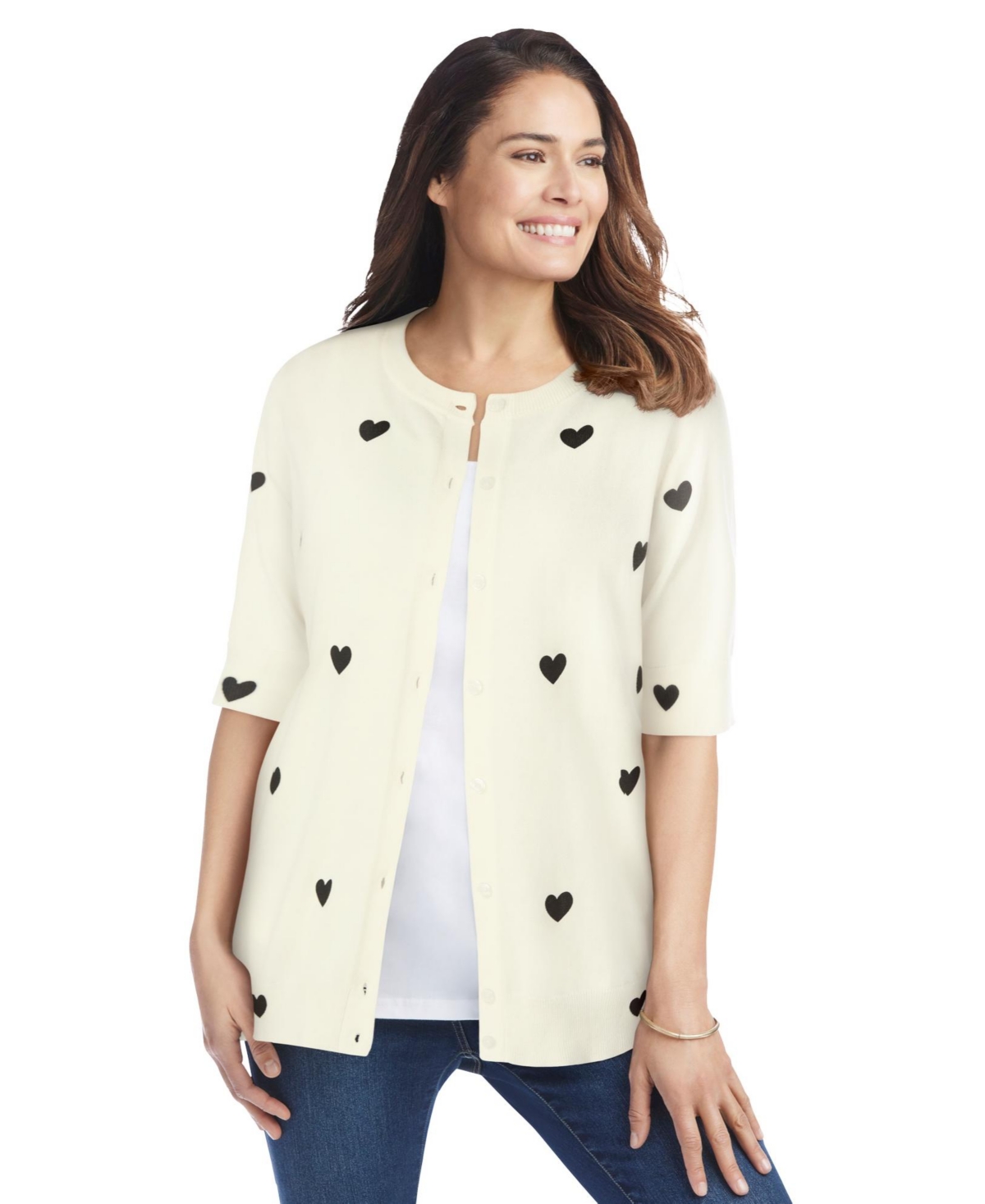 Click here for Woman Within Plus Size Perfect Elbow-Length Sleeve... prices