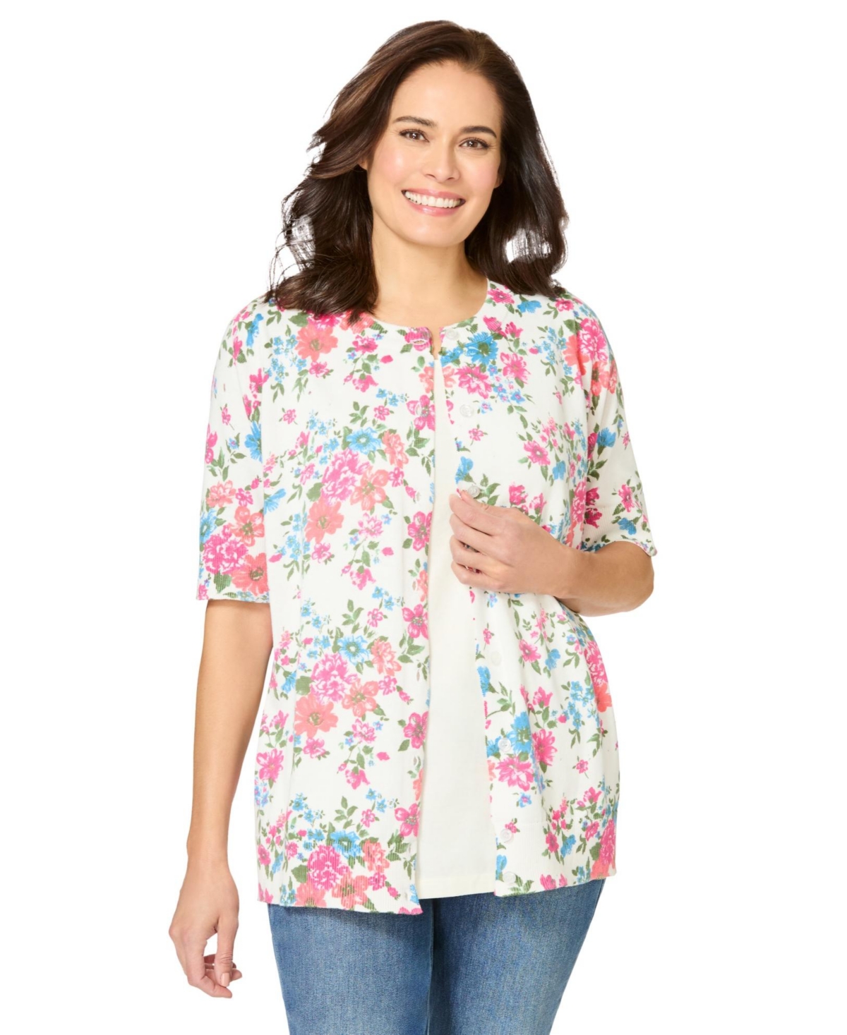 Click here for Woman Within Plus Size Perfect Elbow-Length Sleeve... prices