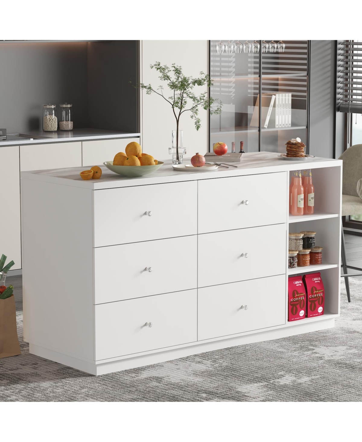 Click here for Kitchen island with 4 drawers  movable tabletop  k... prices