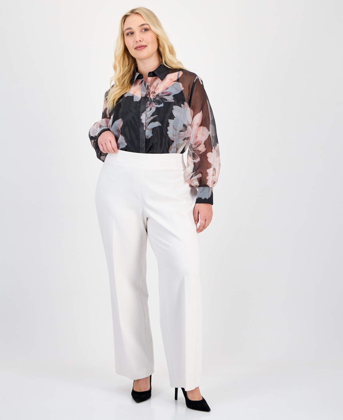 Click here for Anne Klein Plus Size Wide-Leg Pull-On Compression... prices