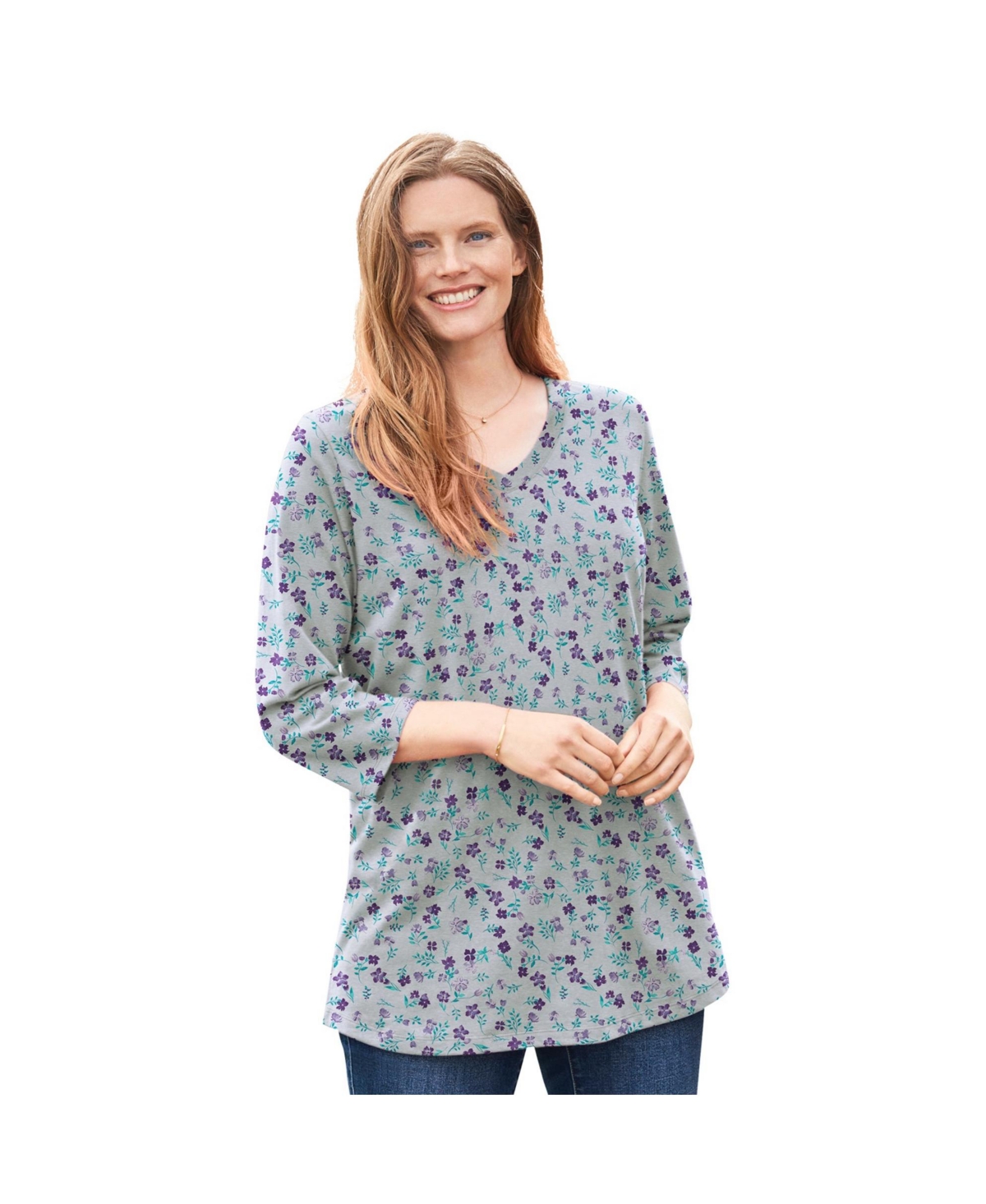 Click here for Woman Within Womens Within Perfect Printed Three-Q... prices