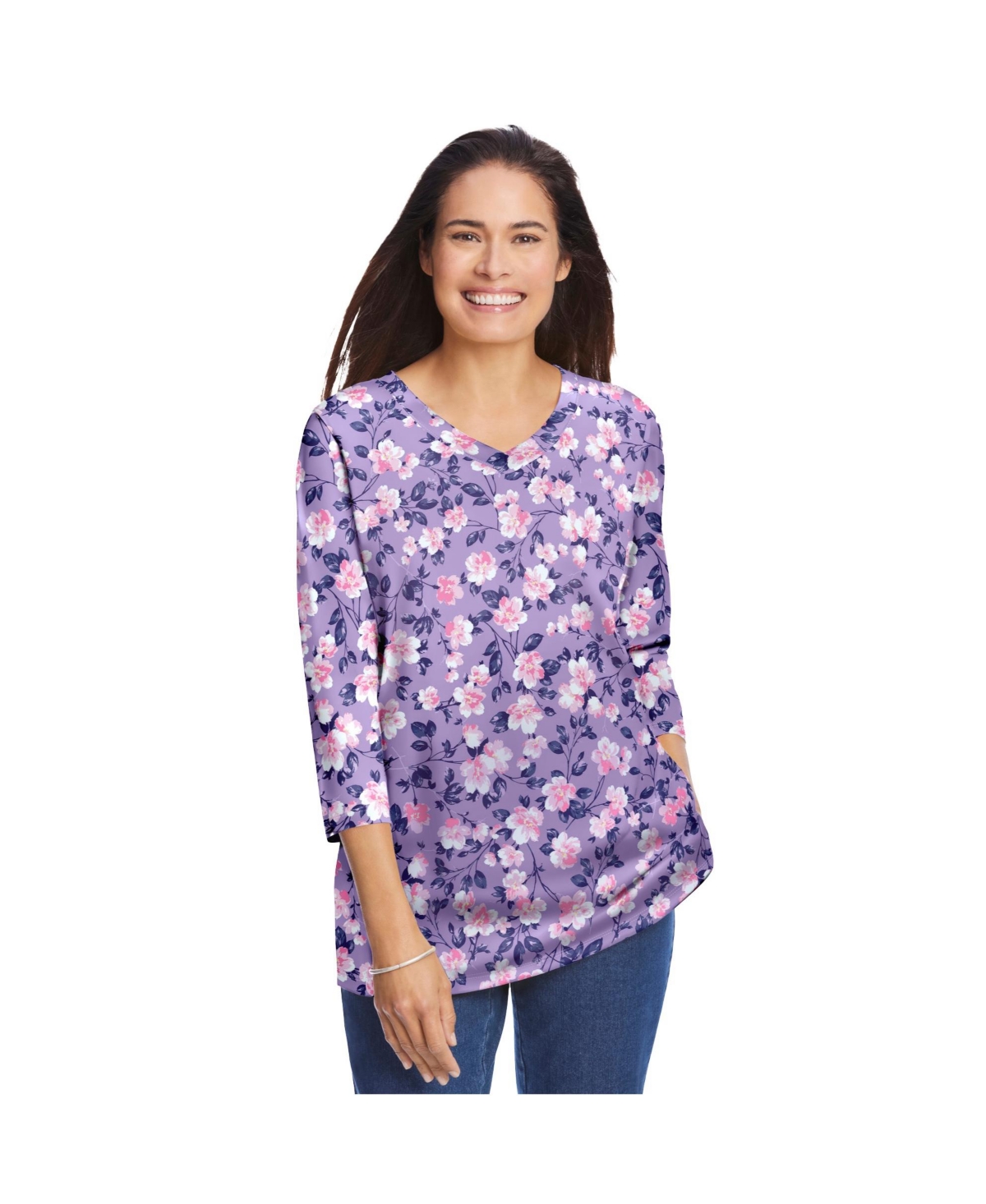 Click here for Woman Within Womens Within Perfect Printed Three-Q... prices