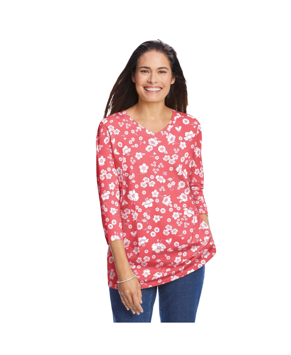 Click here for Woman Within Womens Within Perfect Printed Three-Q... prices