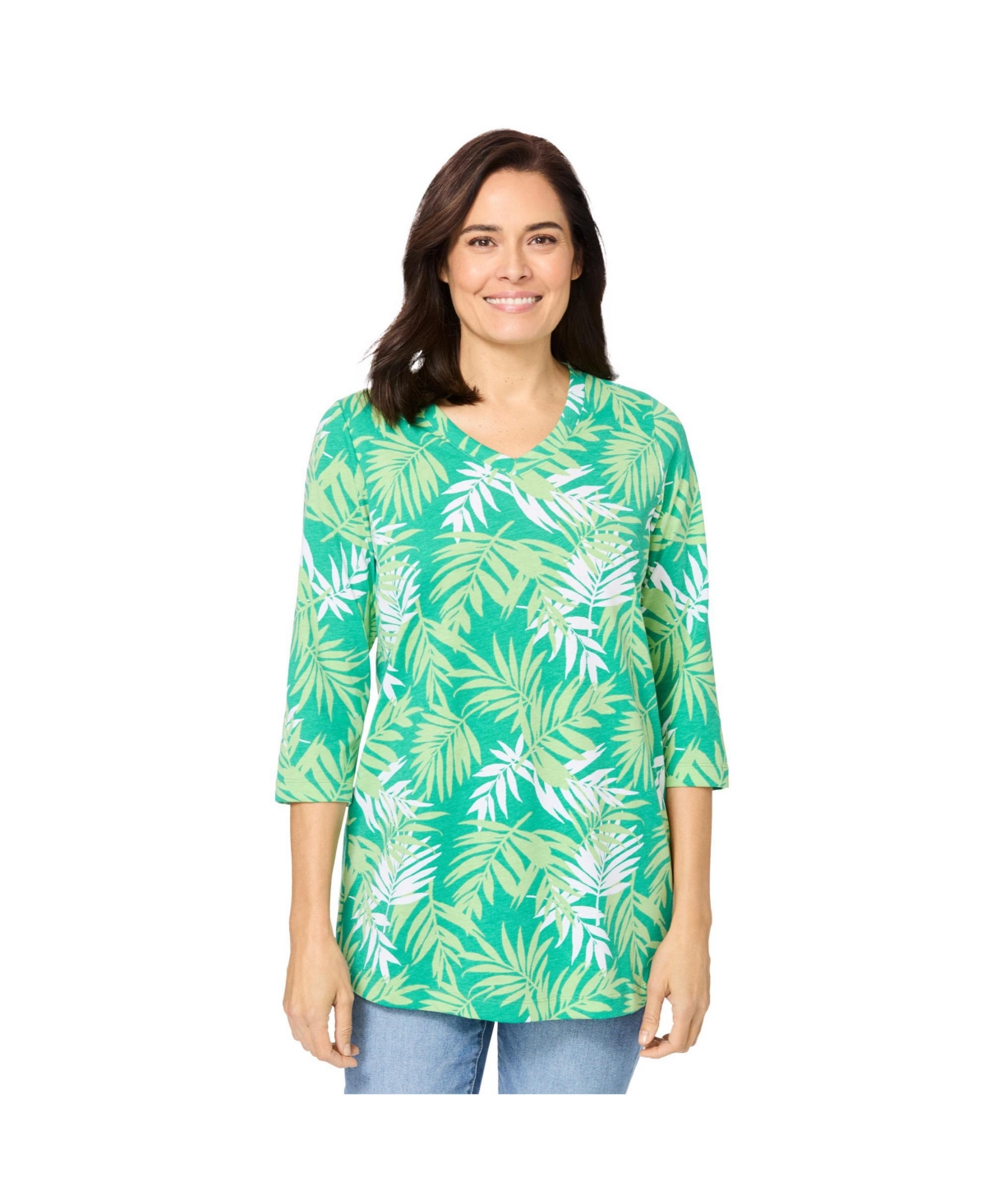 Click here for Woman Within Womens Within Perfect Printed Three-Q... prices