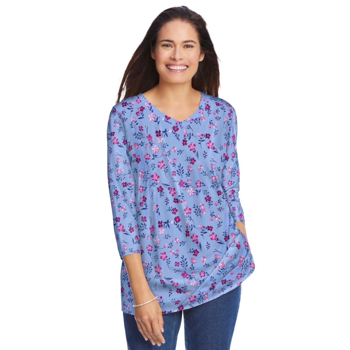Click here for Woman Within Womens Within Perfect Printed Three-Q... prices