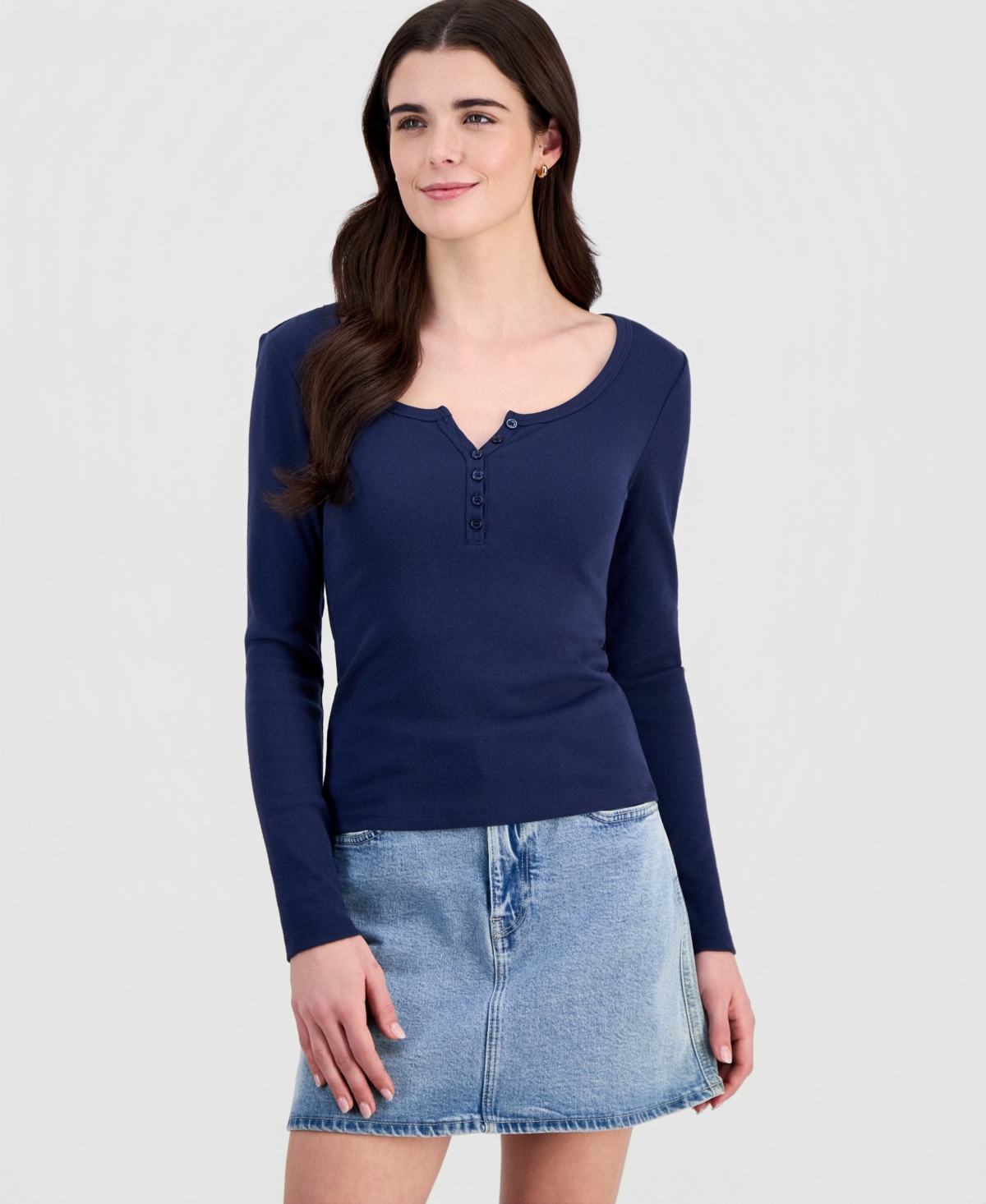 Click here for Hippie Rose Juniors Scoop-Neck Long-Line Henley To... prices