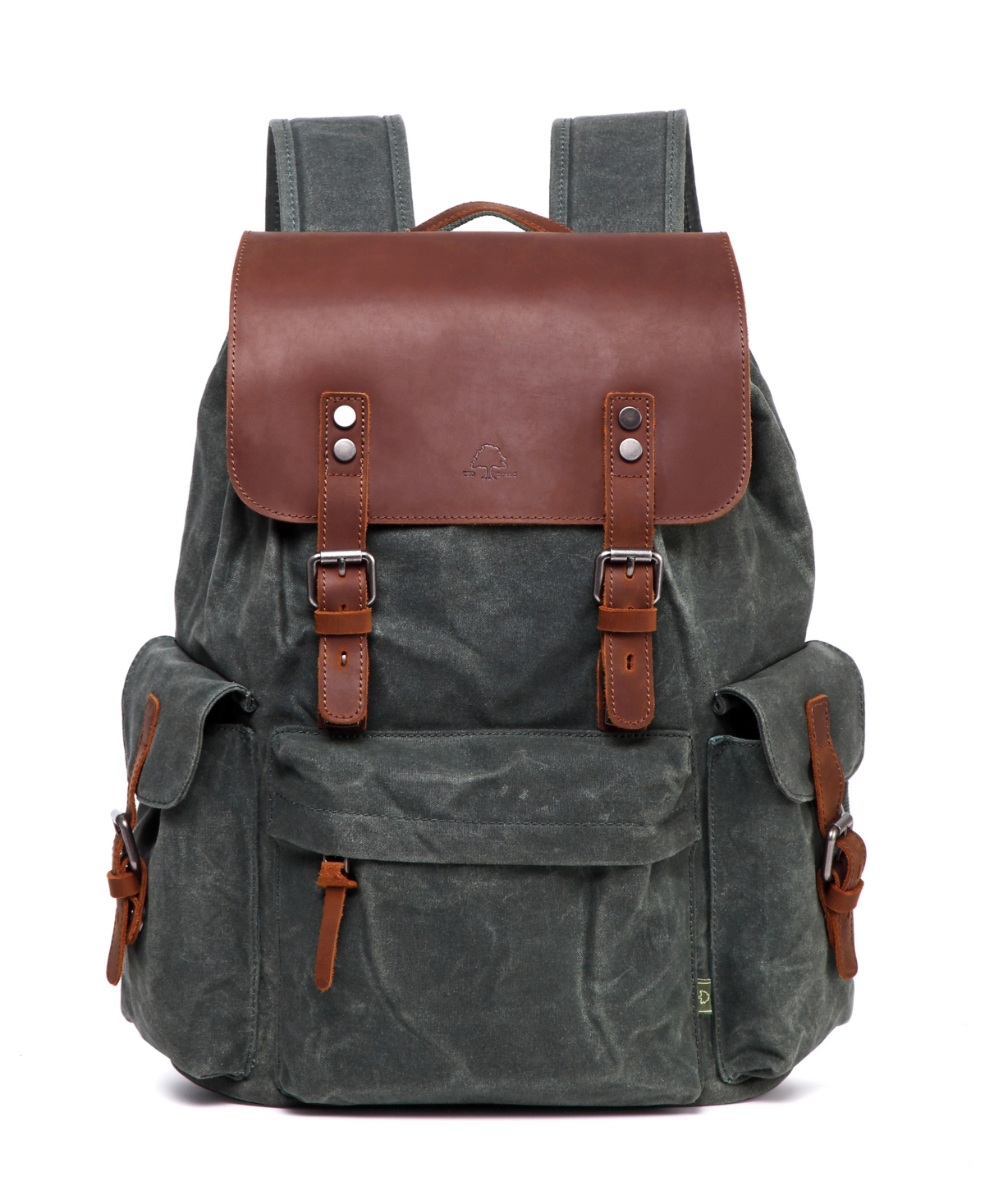 Click here for Tsd Brand Stone Creek Waxed Canvas Backpack - Teal prices