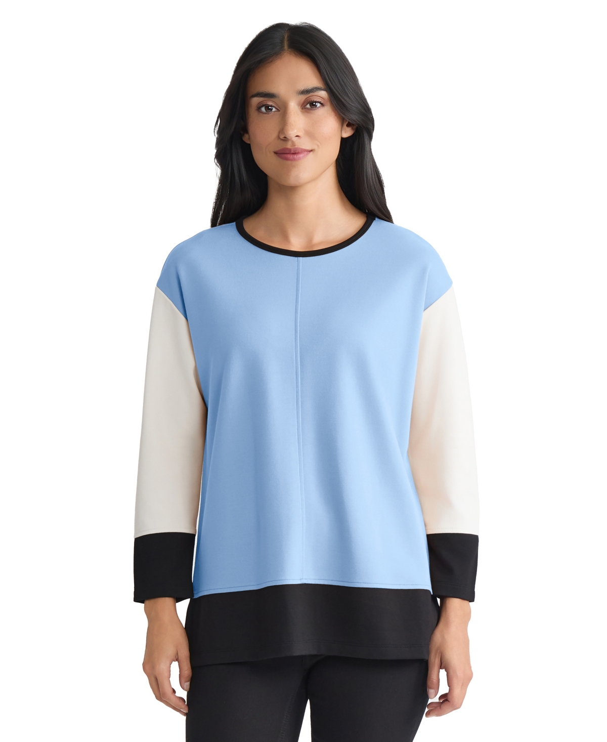 Click here for Jones New York Womens Long Sleeve Colorblock Top -... prices