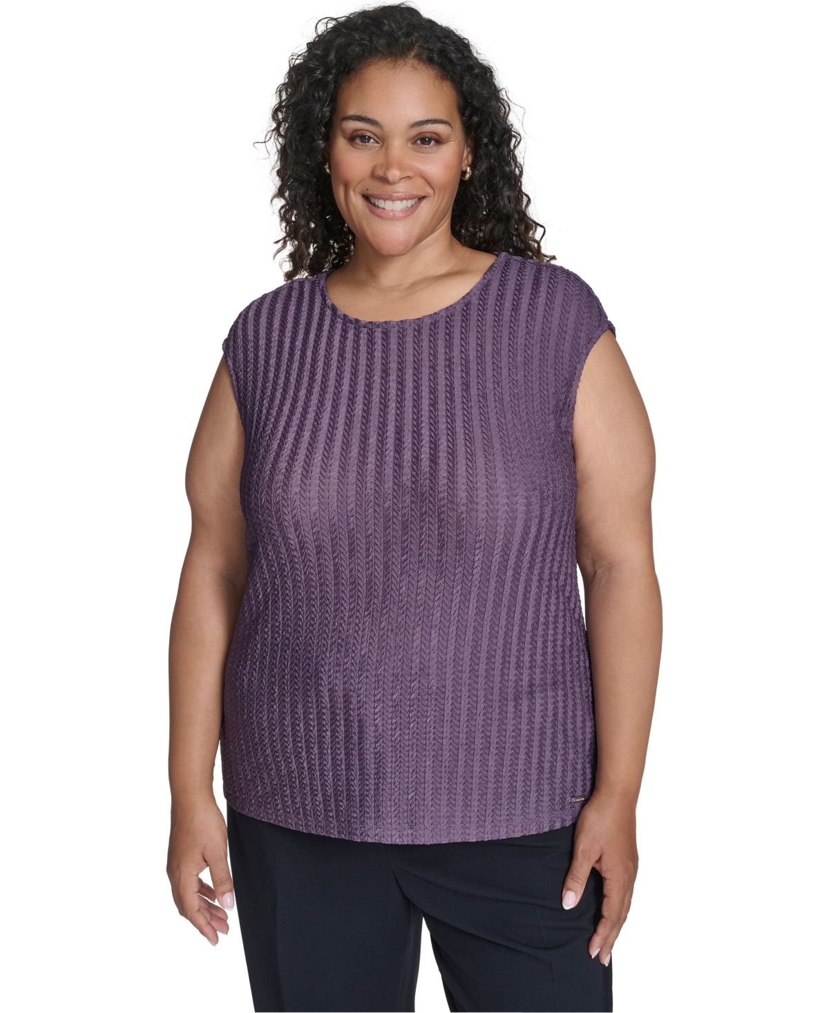 Click here for Calvin Klein Plus Size Cap Sleeve Textured Knit To... prices