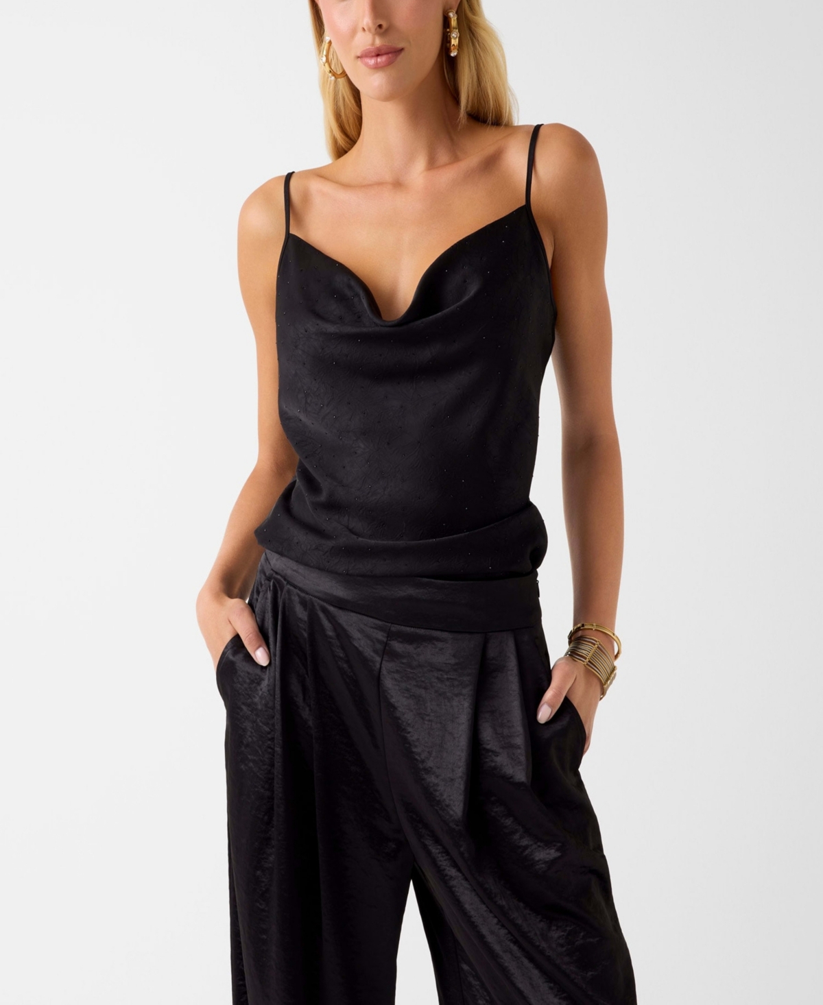 Click here for Guess Womens Mara Sleeveless Camisole Top - Black prices