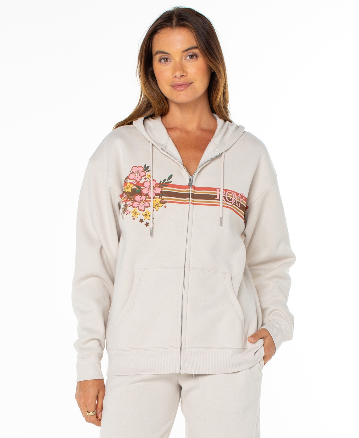 Click here for Roxy Womens Tidal Front-Zip Hoodie - Pumice Stone prices
