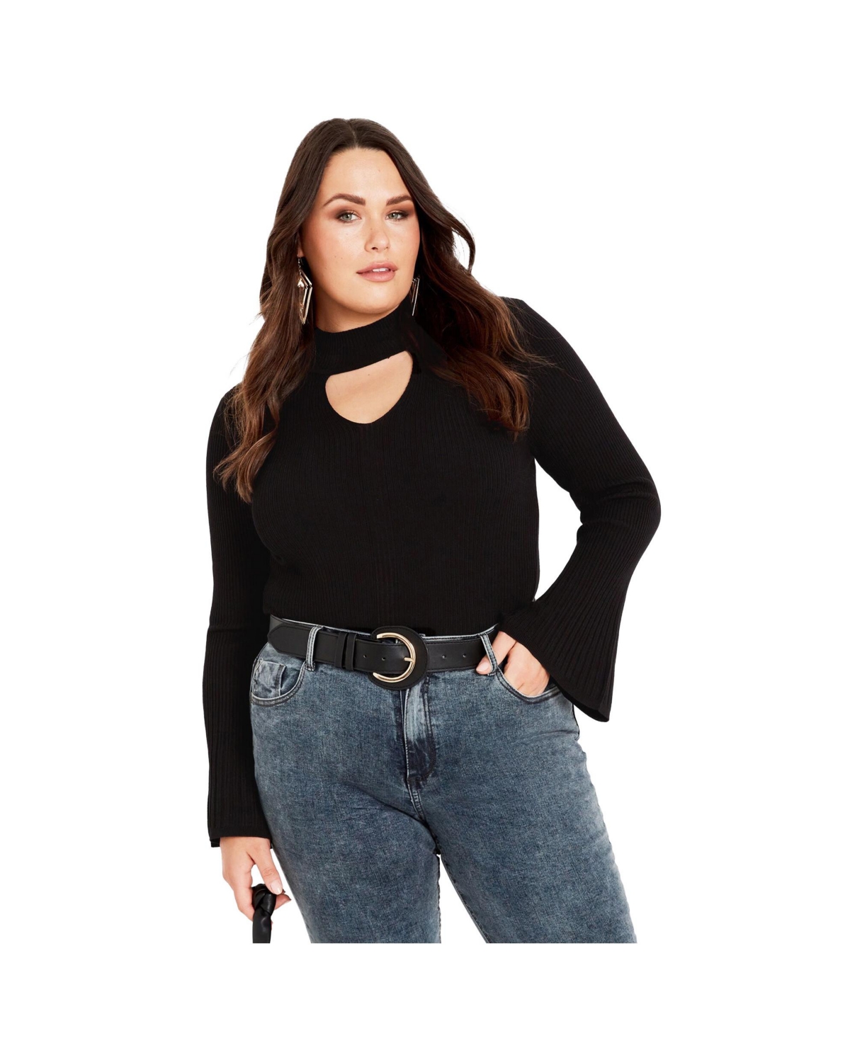 Click here for Avenue Womens Plus Size Zoe Ribbed Knit Sweater -... prices