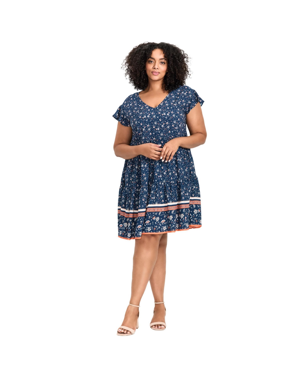Click here for Avenue Womens Plus Size Unwind Tiers Dress - Navy... prices