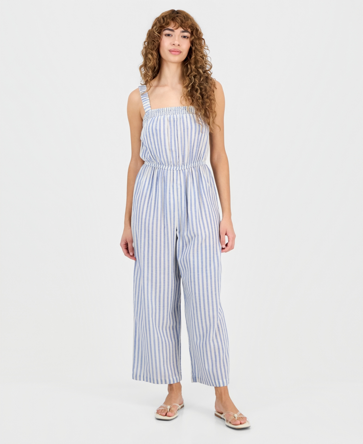 Click here for And Now This Petite Cotton Smocked-Waist Jumpsuit... prices