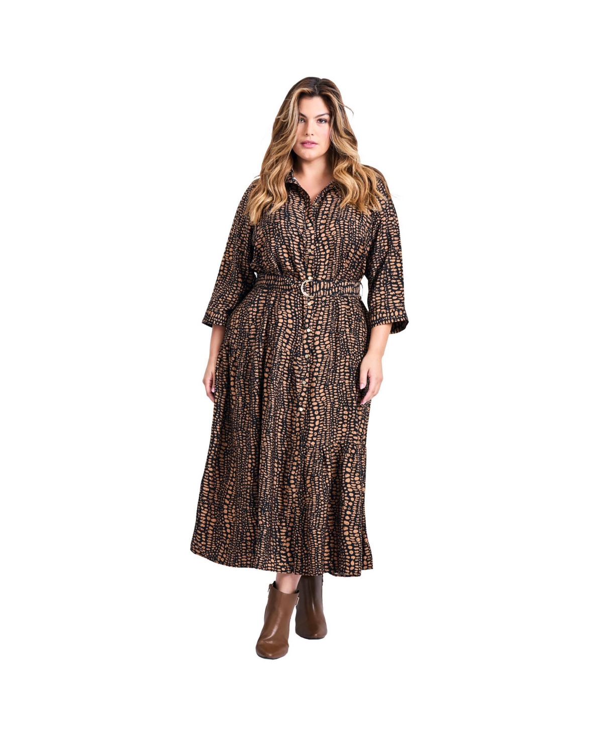 Click here for Avenue Womens Flora Belted Shirtdress - Copper fus... prices