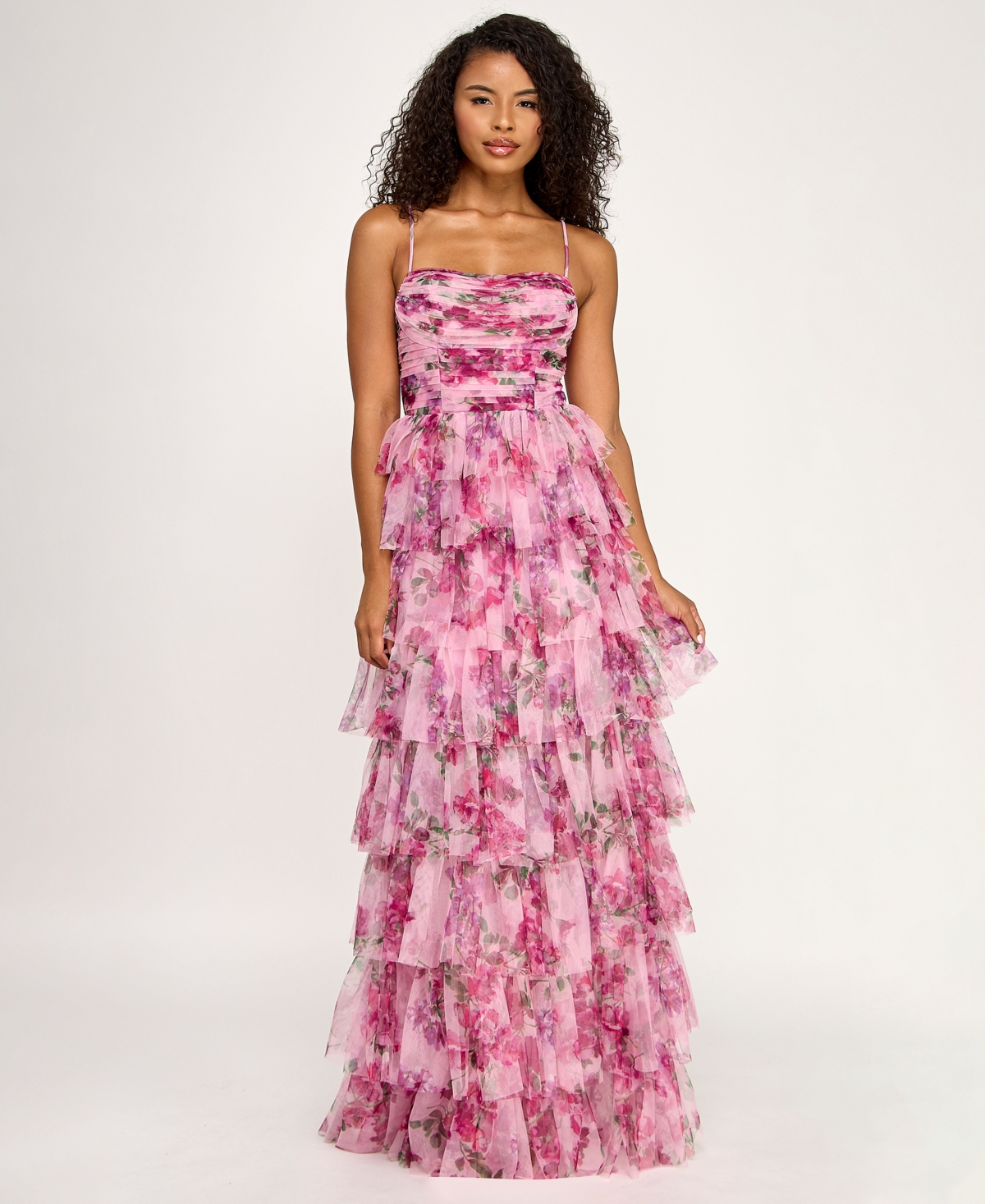 Click here for Seni & Cade Juniors Ruffled Tiered Strapped Long D... prices