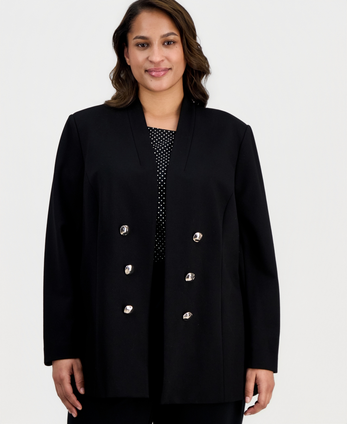 Click here for Anne Klein Plus Size Open-Front Long-Sleeve Jacket... prices