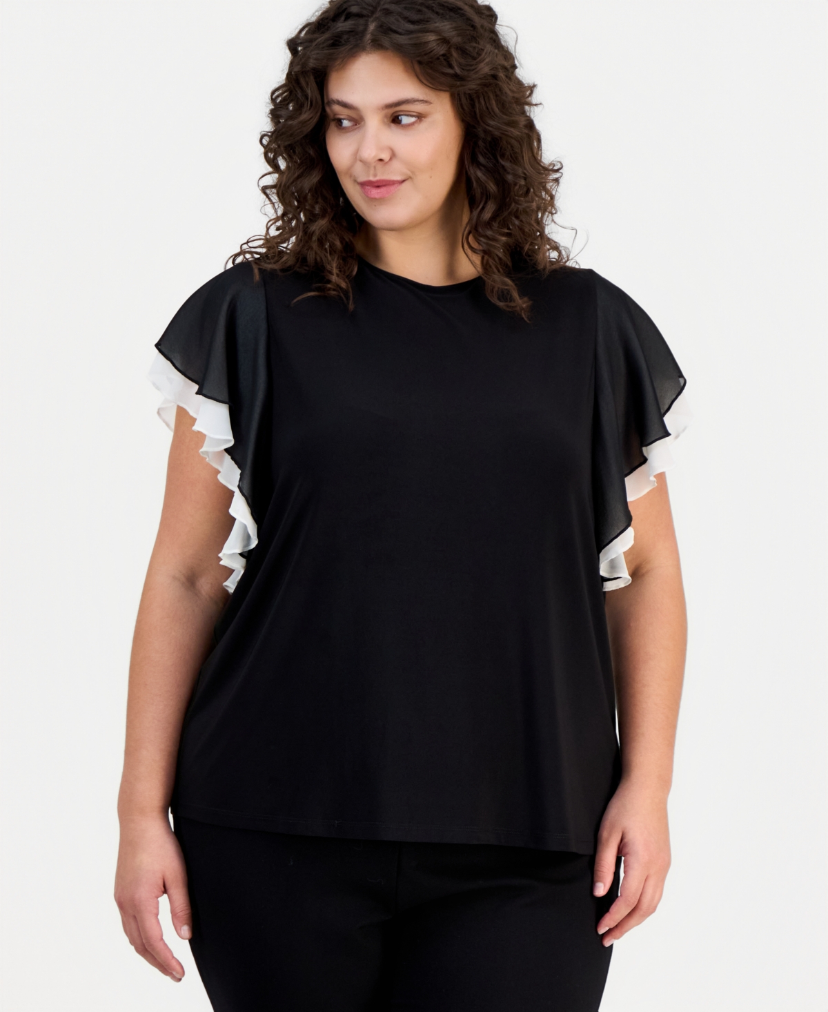 Click here for Anne Klein Plus Size Layered Flutter-Sleeve Top -... prices