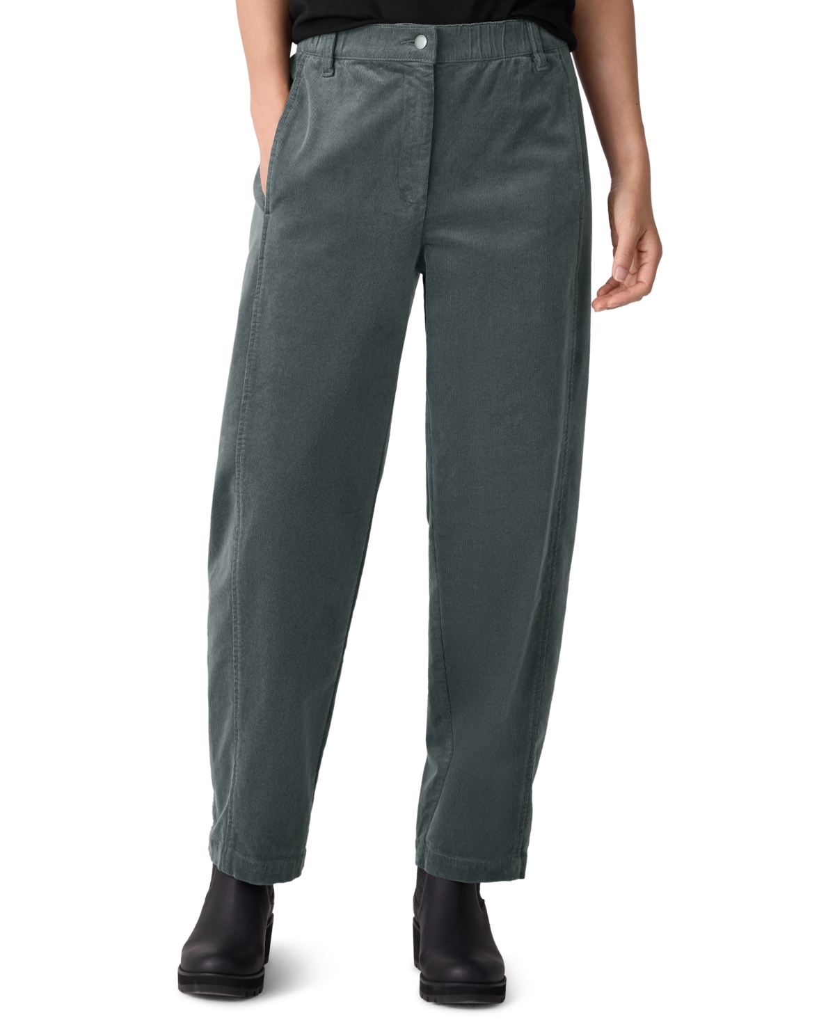 Eileen Fisher Womens Mid-Rise Ankle Lantern Pants - Everglade